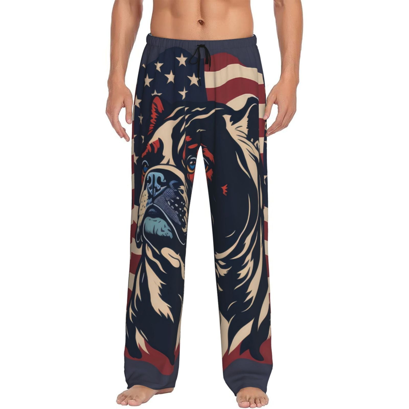 Coaee Patriotic Bulldog Art for Men's Pajama Pants, Lightweight Sleep ...
