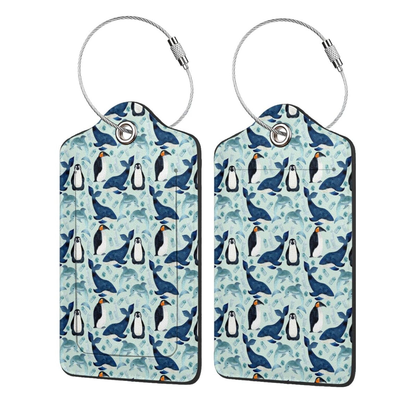 Coaee Penguins Whales Untethered Leather Luggage Tags for Suitcases ...