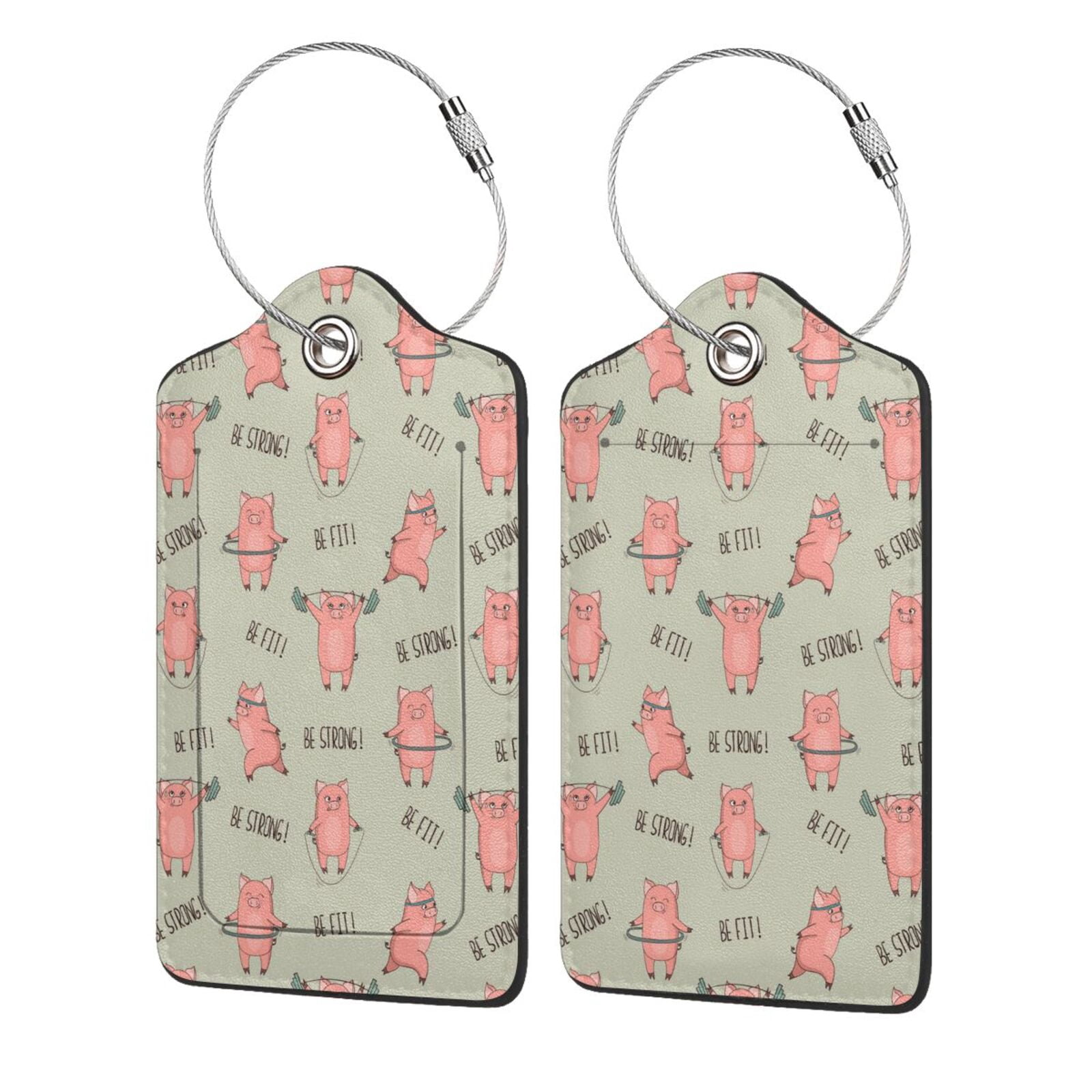 Coaee Pigs Exercising Untethered Leather Luggage Tags for Suitcases ...