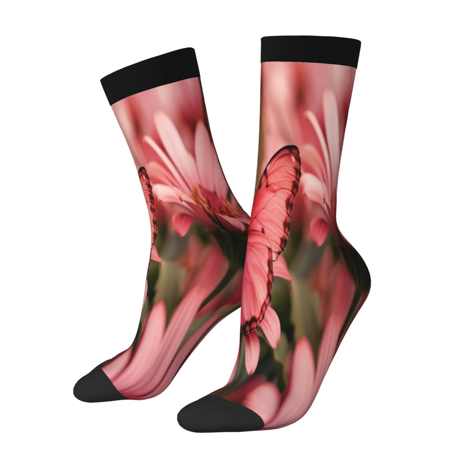 Coaee Pink Butterfly for Socks, Stylish Sports Mid-Tube Socks ...