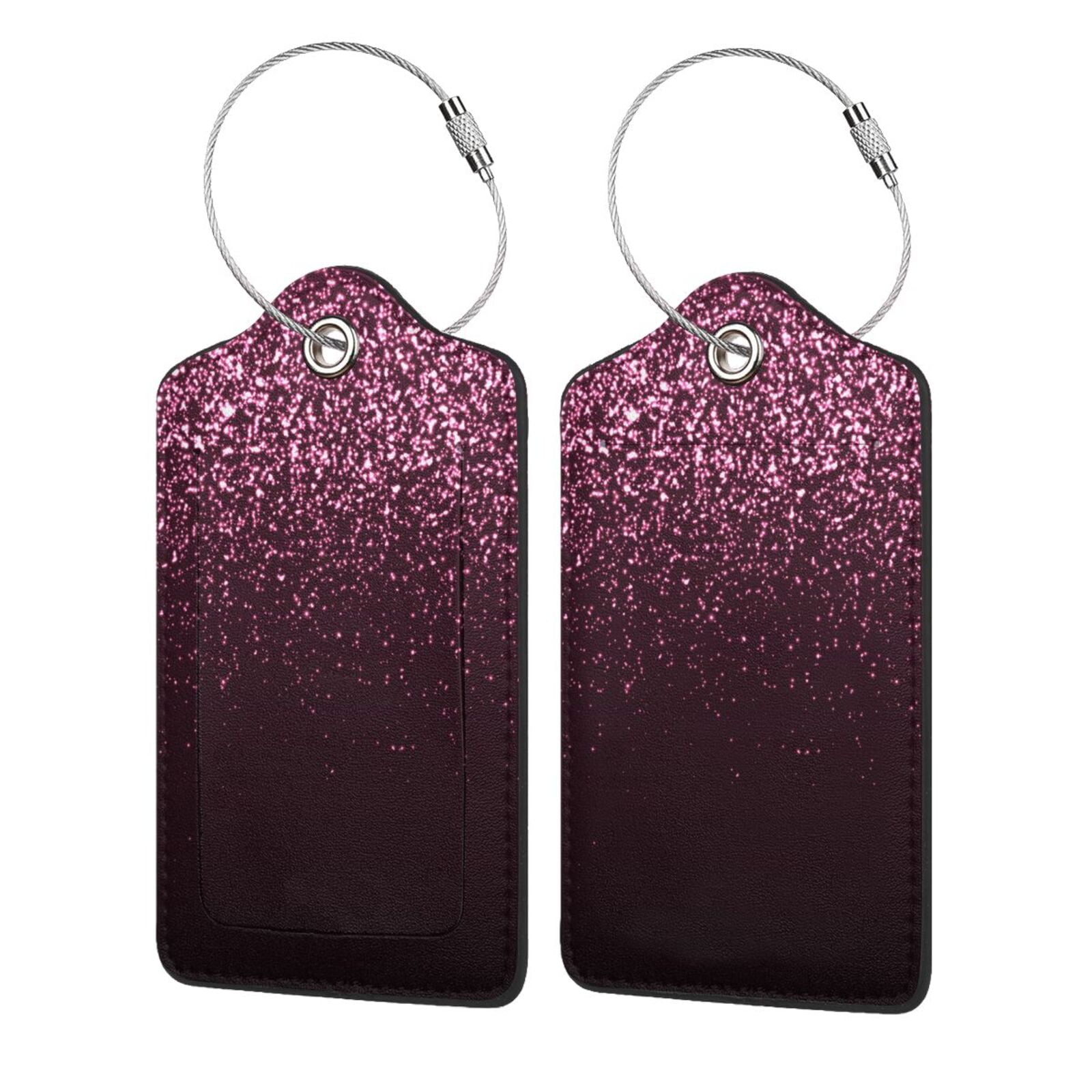 Coaee Pink Glitter Sparkles A Untethered Leather Luggage Tags for ...
