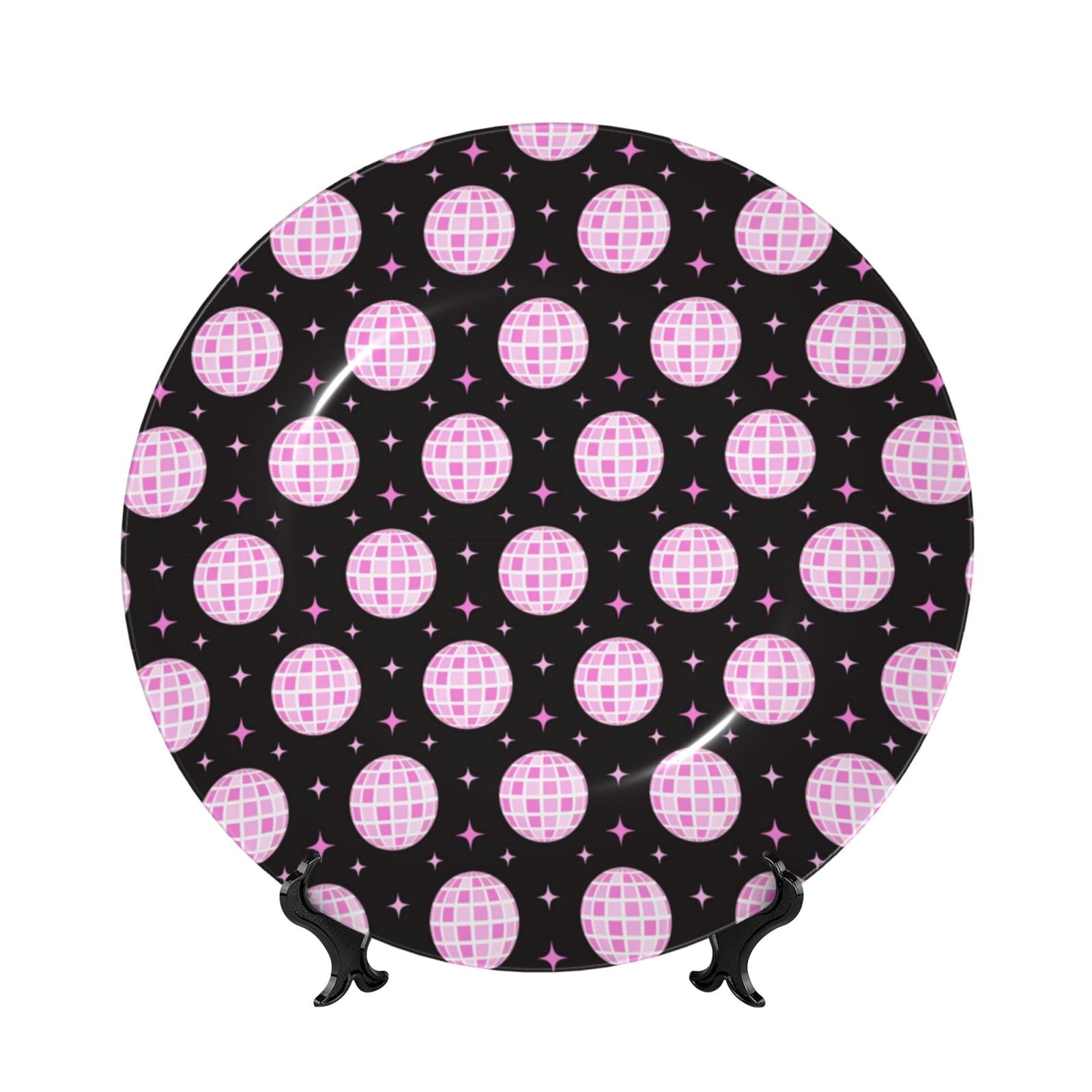 Coaee Pink Groovy Disco Ball for Bone China Decorative Plate Decorative ...