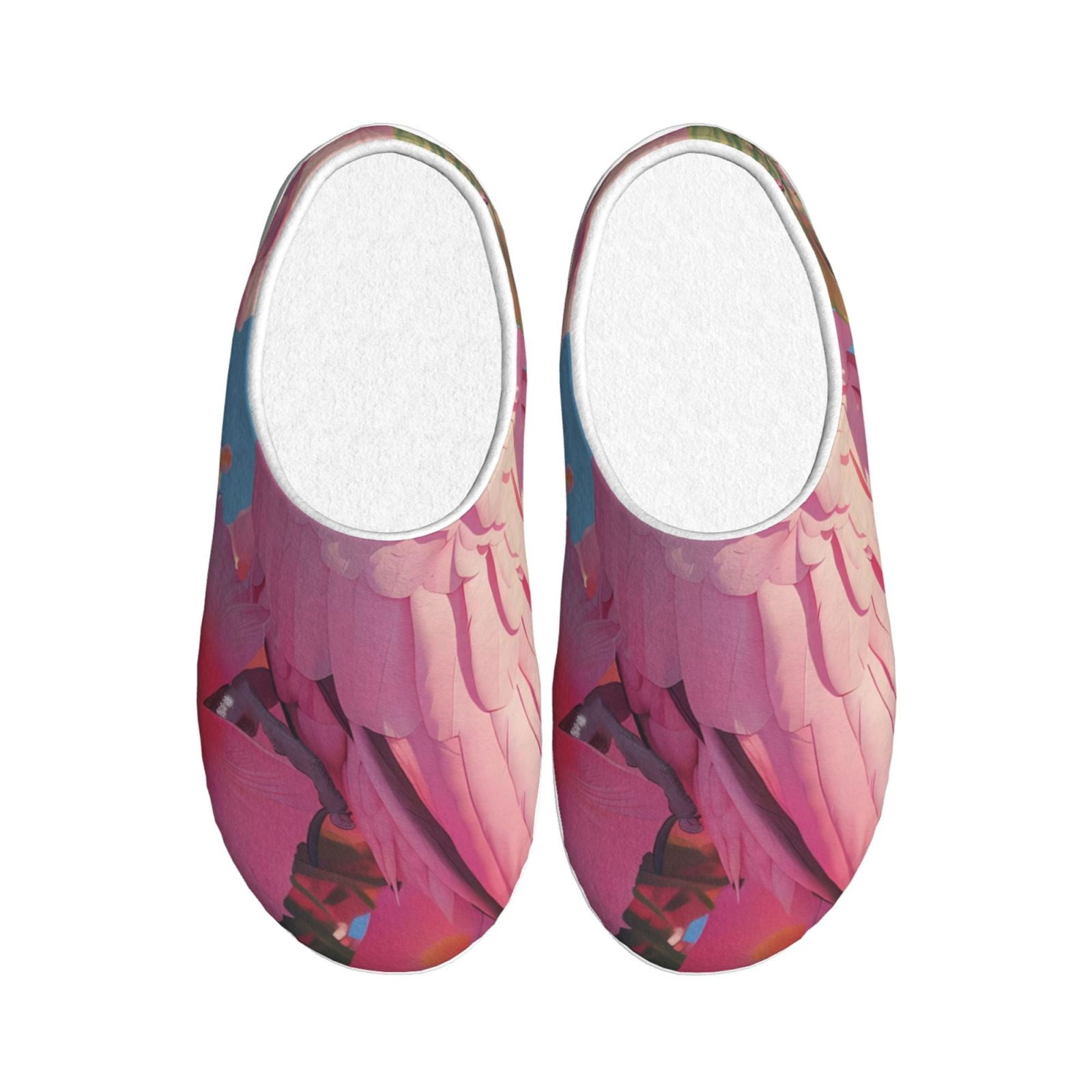Coaee Pink Parrot Tropical Blossoms for Mens Slippers Indoor Slip On ...