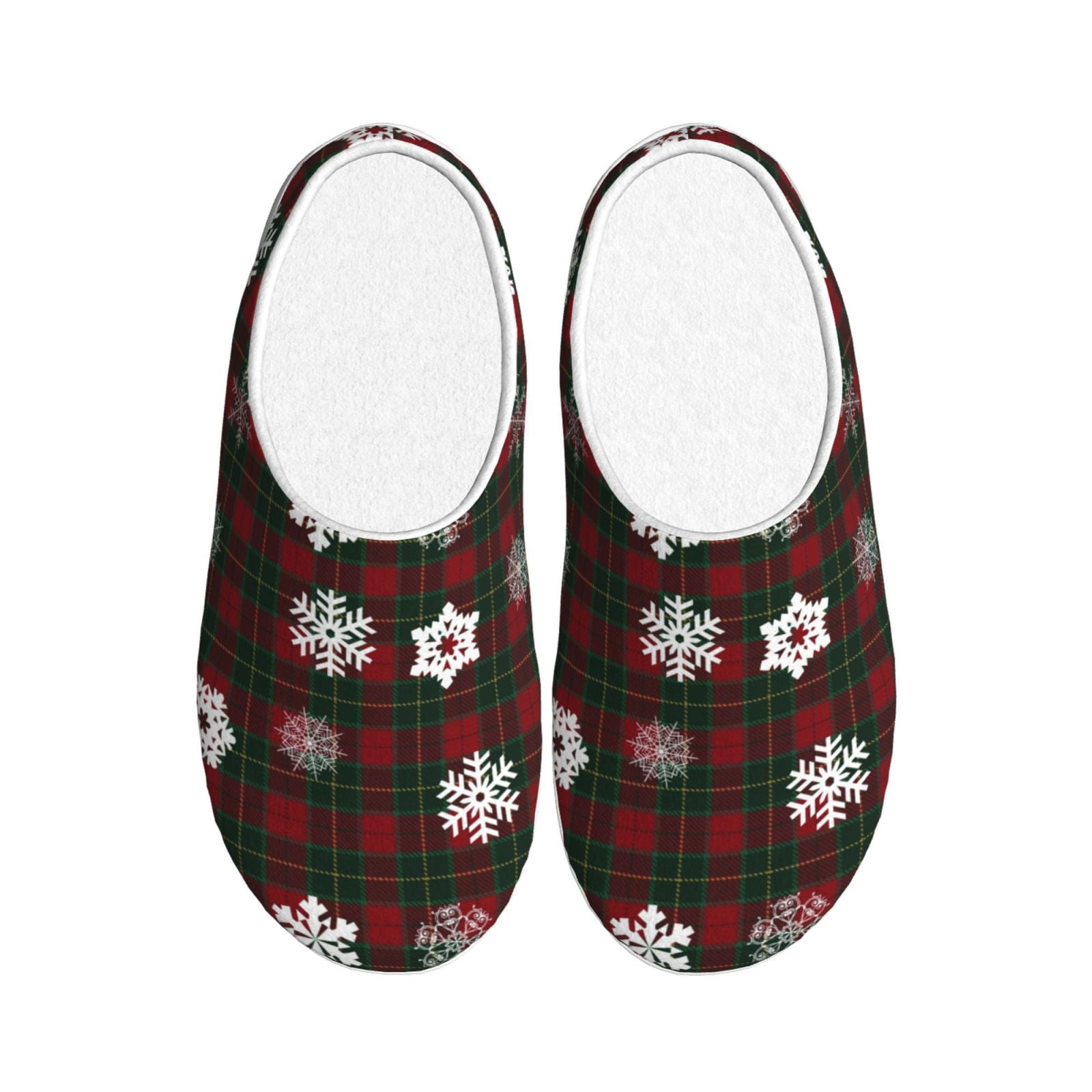 Coaee Plaid Snowflakes Festive for Mens Slippers Indoor Slip On Shoes ...
