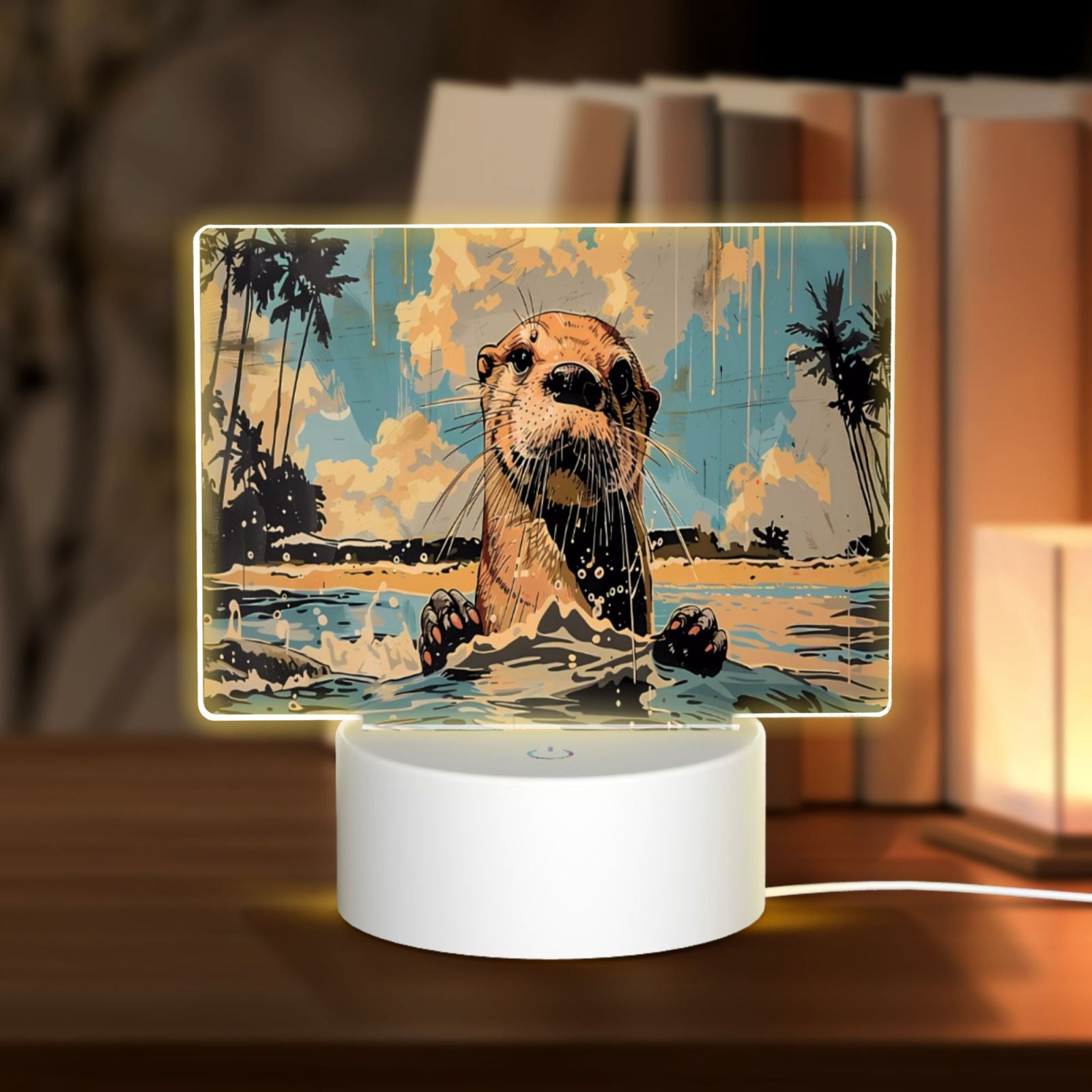 Coaee Playful Otter Tropical Beach for Rectangular Acrylic LED Desk ...