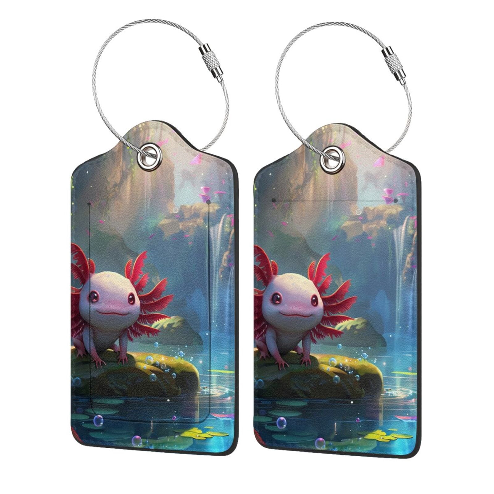 Coaee Pond Cute Axolotl Untethered Leather Luggage Tags for Suitcases ...