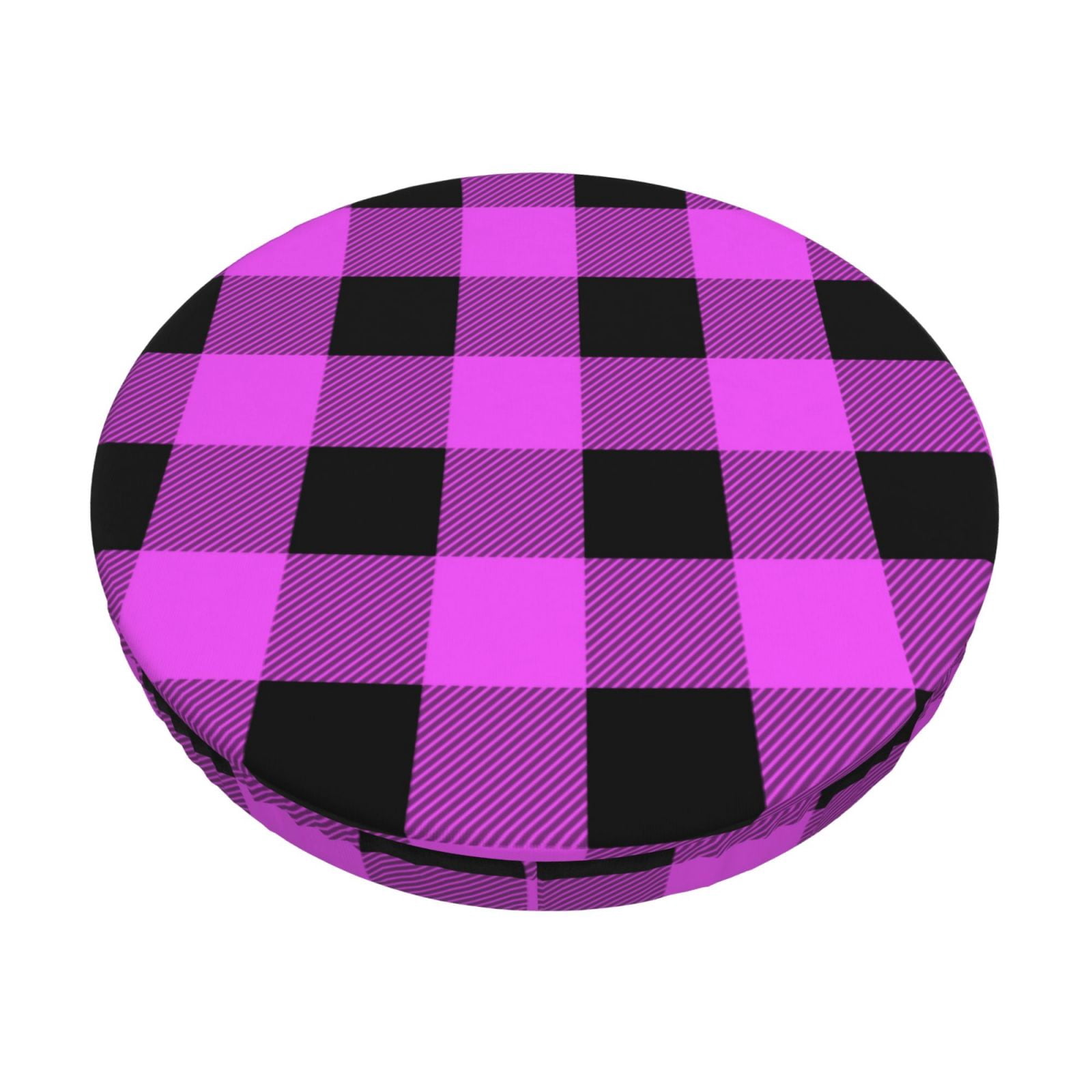 Coaee Purple Black Buffalo Plaid Round Bar Stool Seat Covers Washable ...