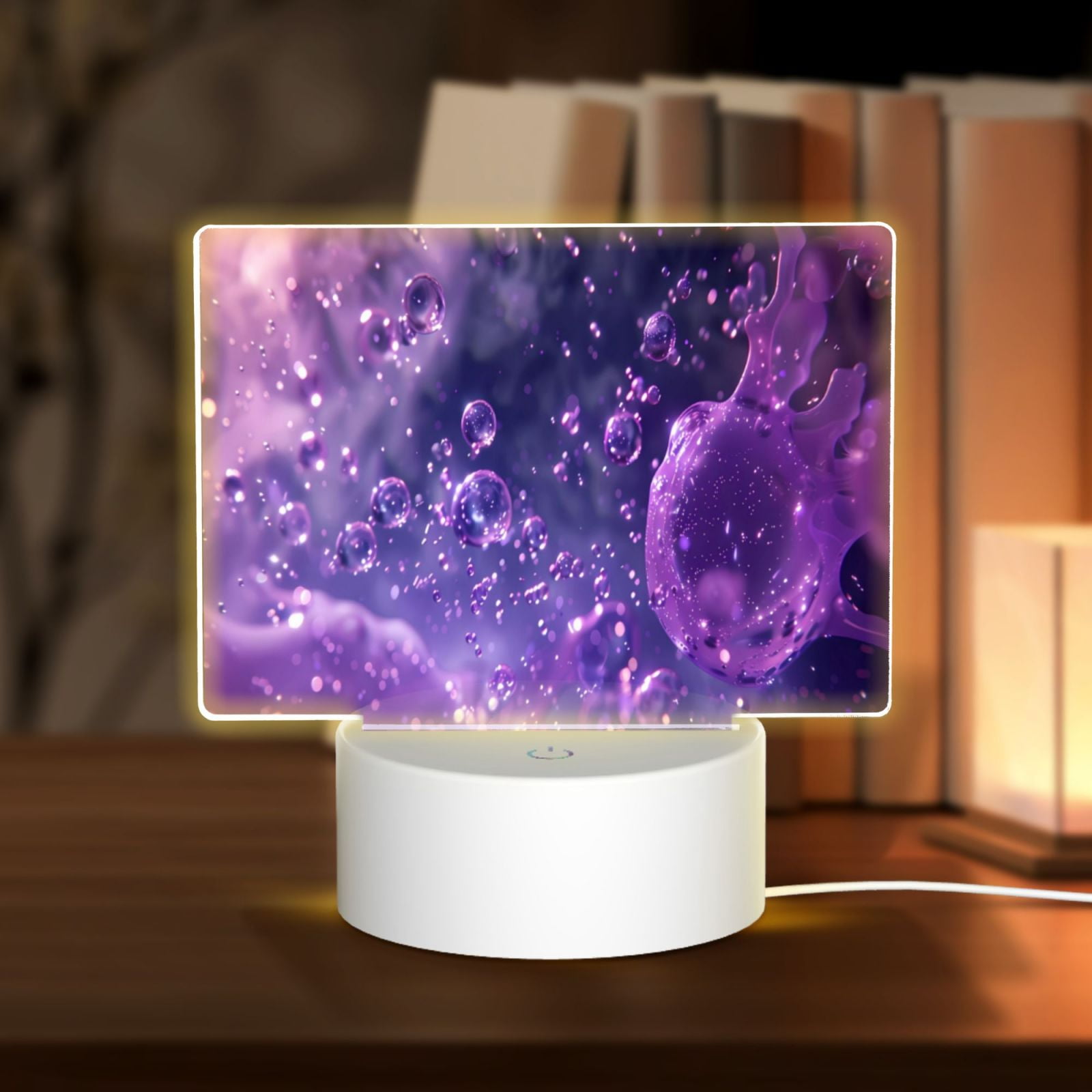 Coaee Purple Bubble Abstract Art for Rectangular Acrylic LED Desk Lamp ...
