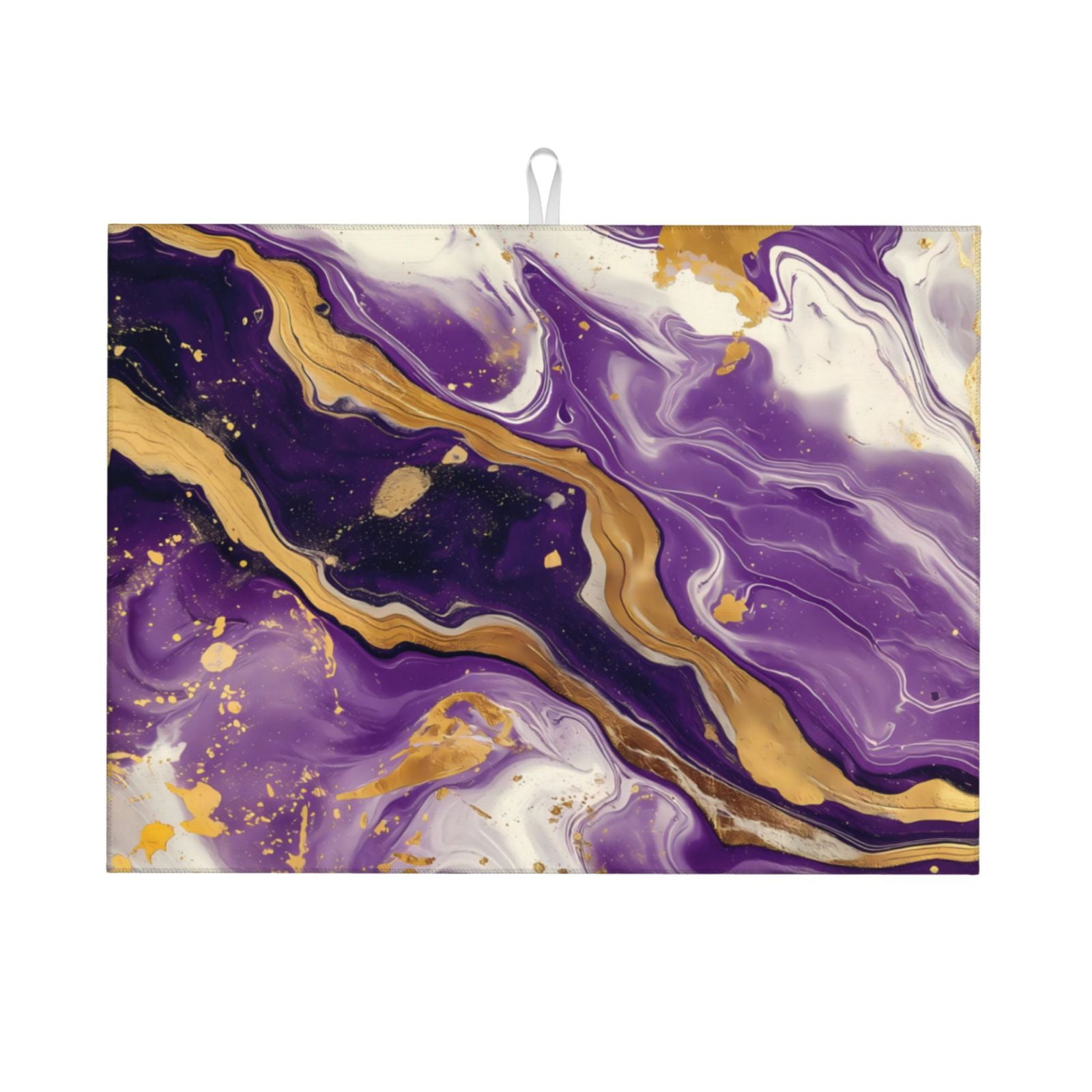 Coaee Purple Gold Marble Swirls for Kitchen Drying Mat, Dish Drying ...