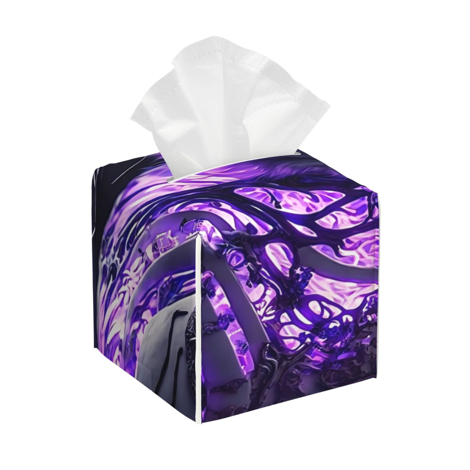 Coaee Purple Pattern White Tiger for Leather Tissue Box Cover Square ...
