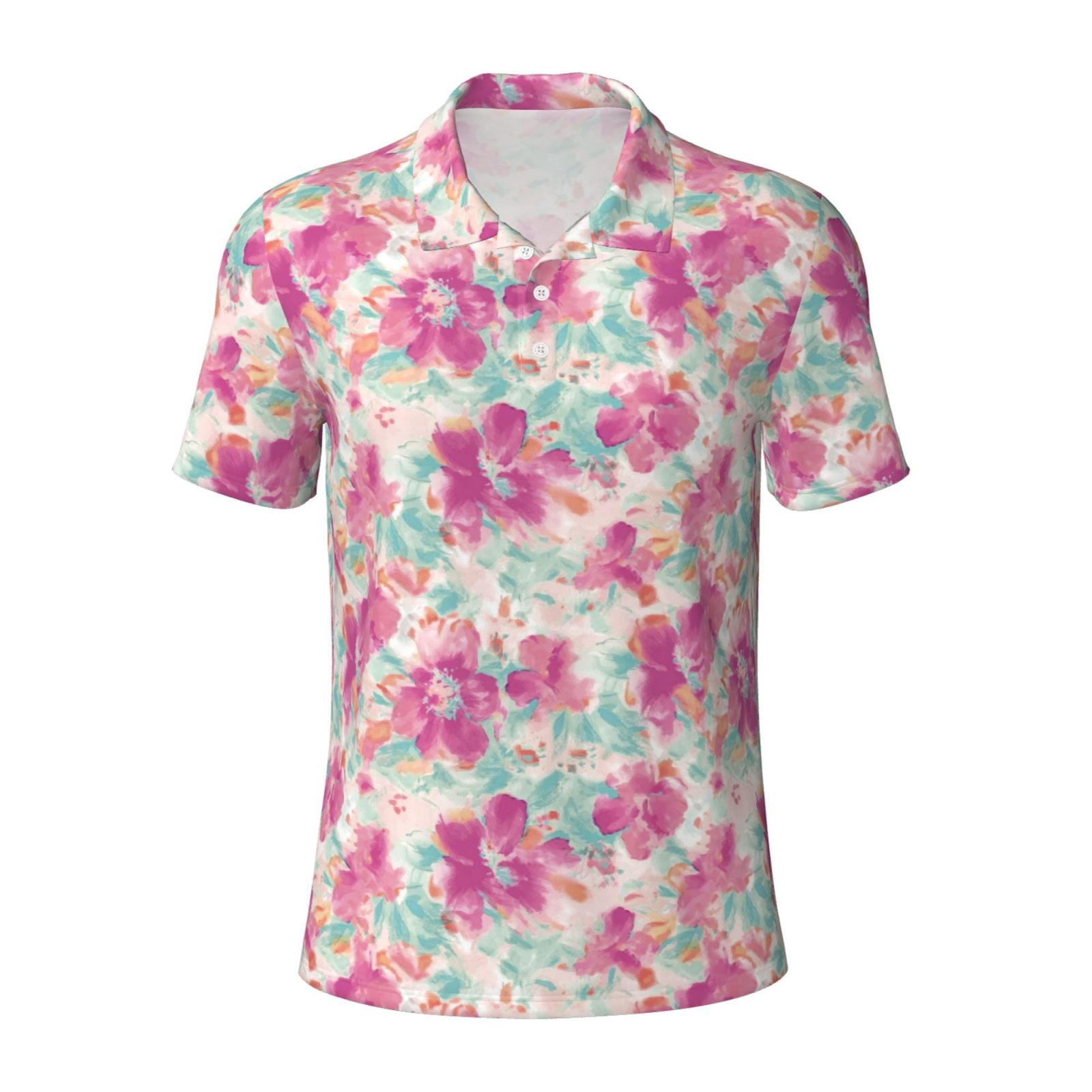 Coaee Purple Watercolor Flowers for Men's Short Sleeve Polo Shirt,Men's ...