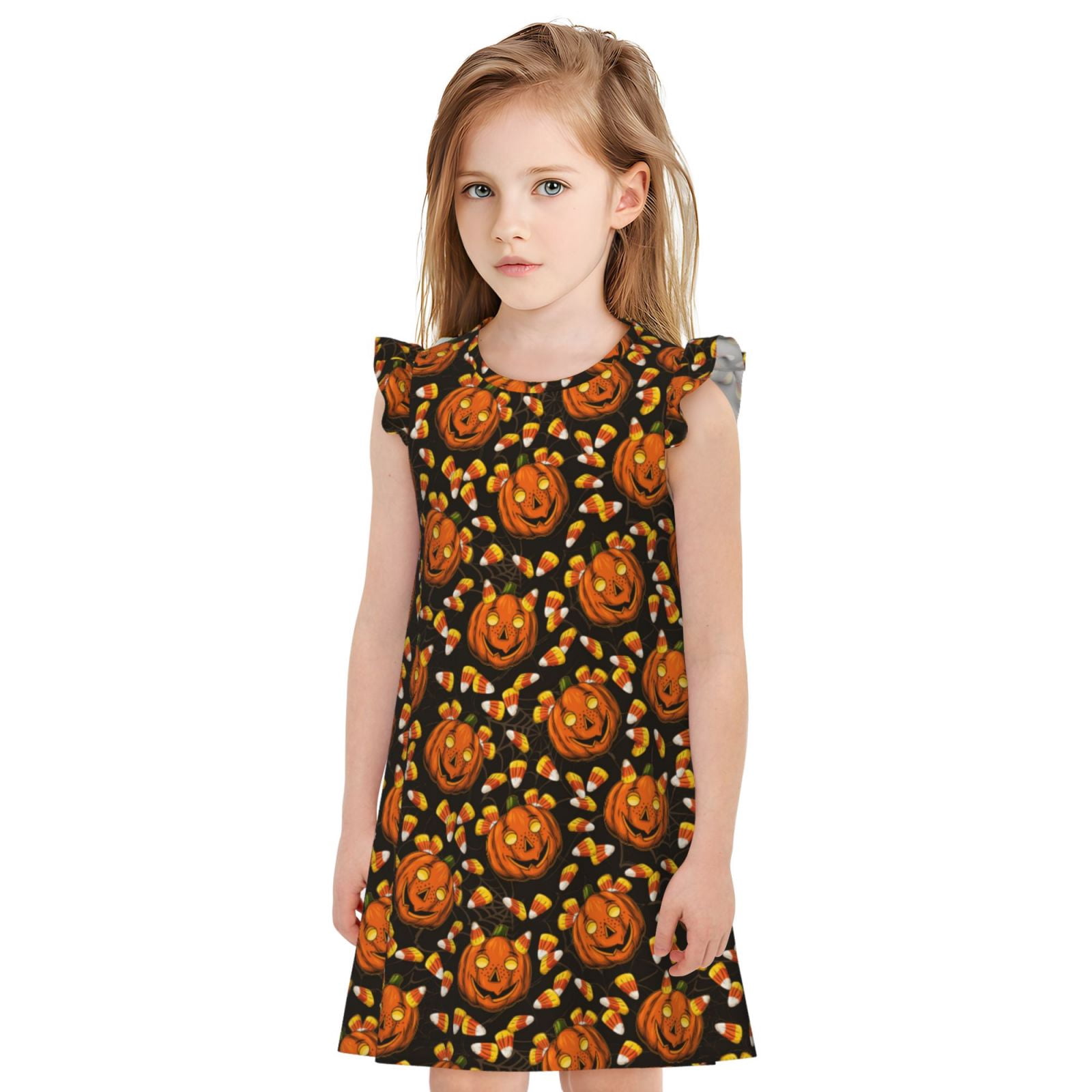Coaee Quirky Corn Pumpkin for Printed Girls Nightgowns Short Sleeve ...
