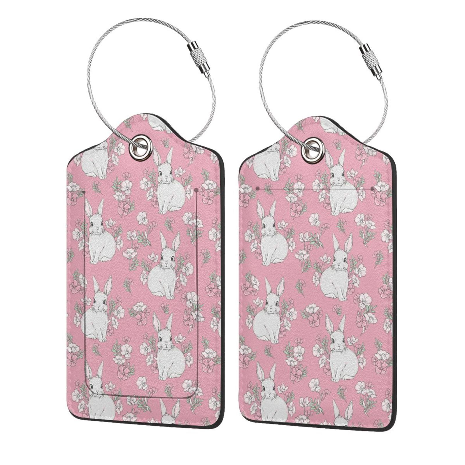 Coaee Rabbit And Flower Untethered Leather Luggage Tags for Suitcases ...