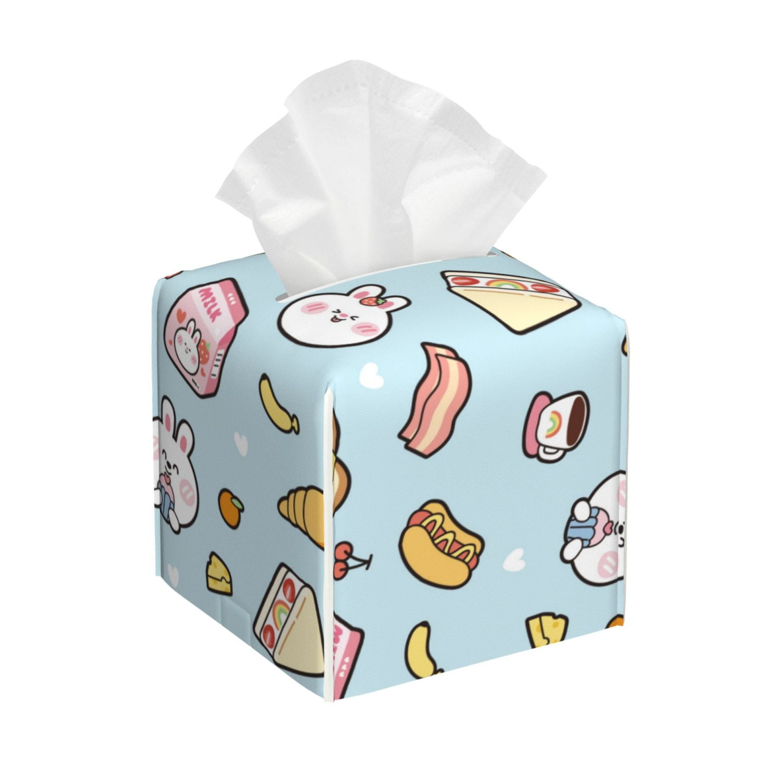 Coaee Rabbit Burger Coffee for Leather Tissue Box Cover Square Tissue ...