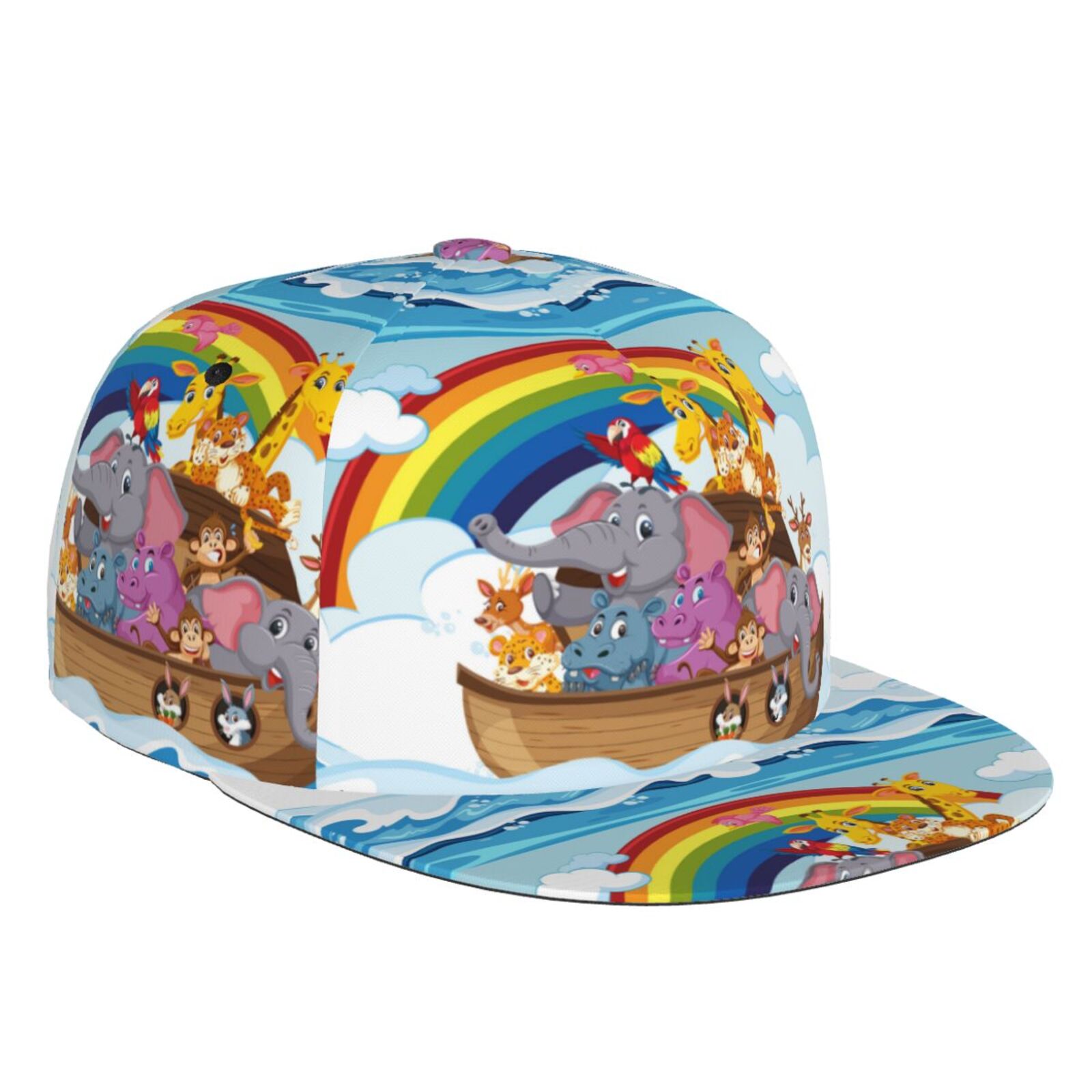 Coaee Rainbow Animals on Noah's Ark Fashionable Flat Brim Baseball Cap ...