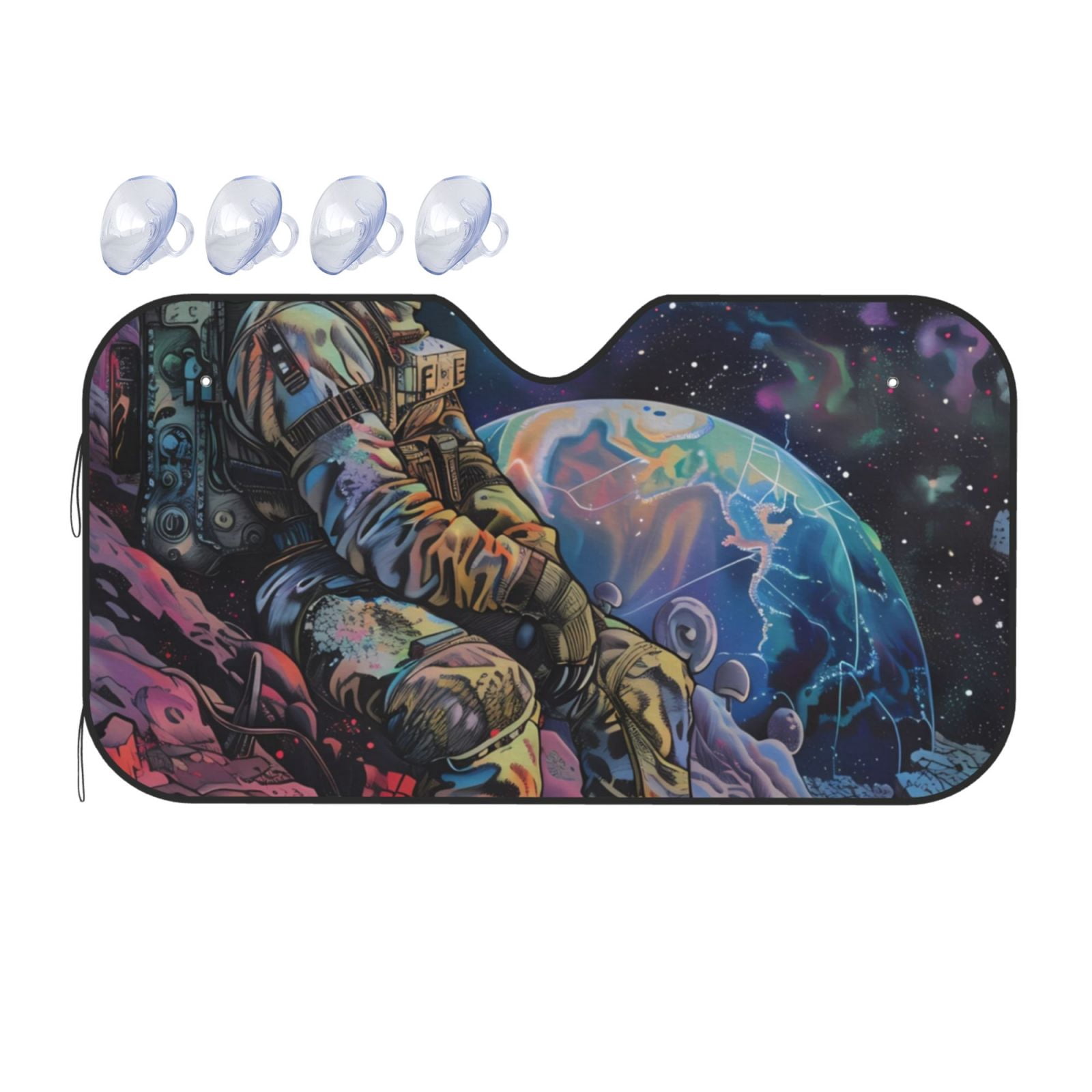 Coaee Rainbow Astronaut Space Landscape for Car Sunshade Windshield Sun ...