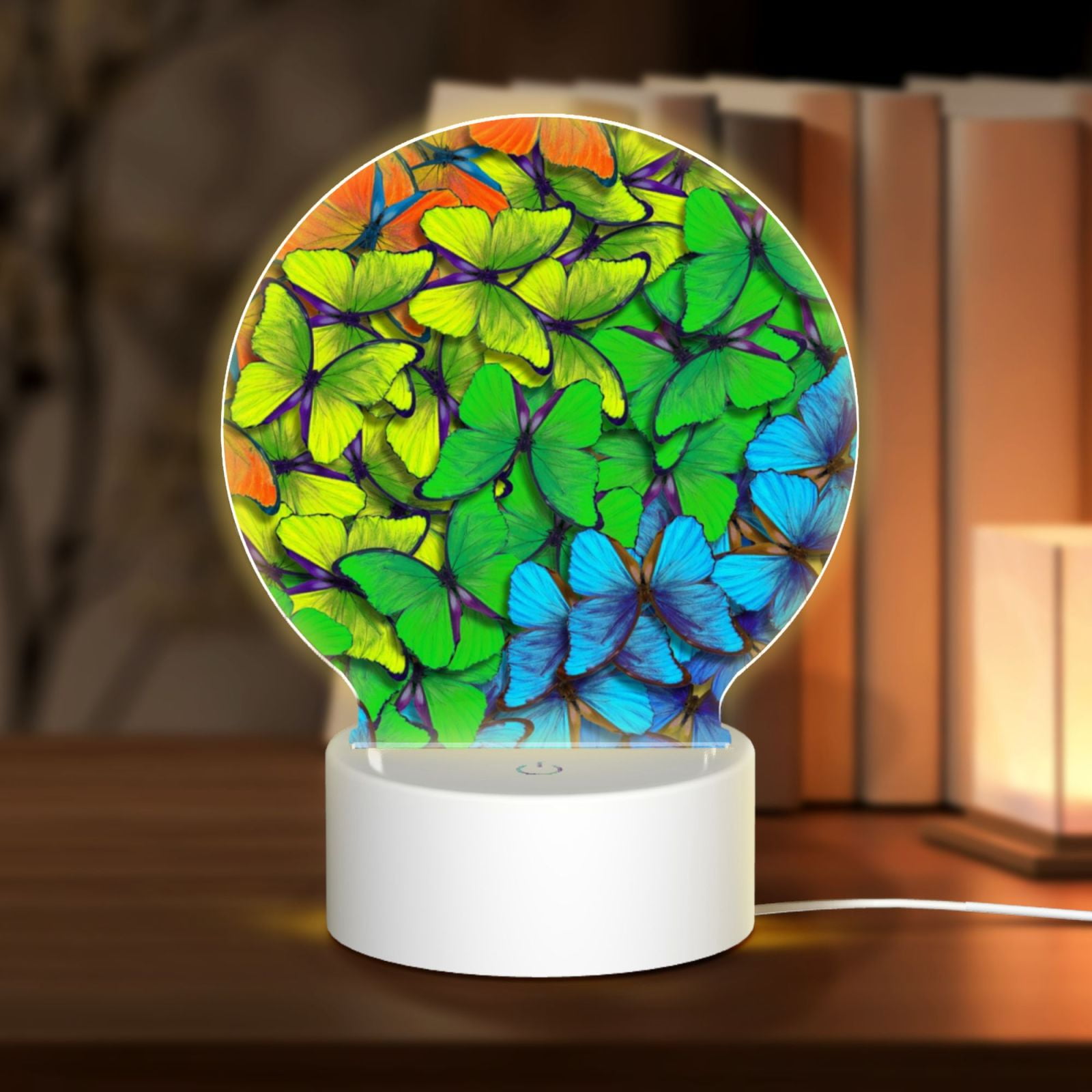 Coaee Rainbow Butterflies for Round Acrylic LED Desk Lamp 3 Color ...