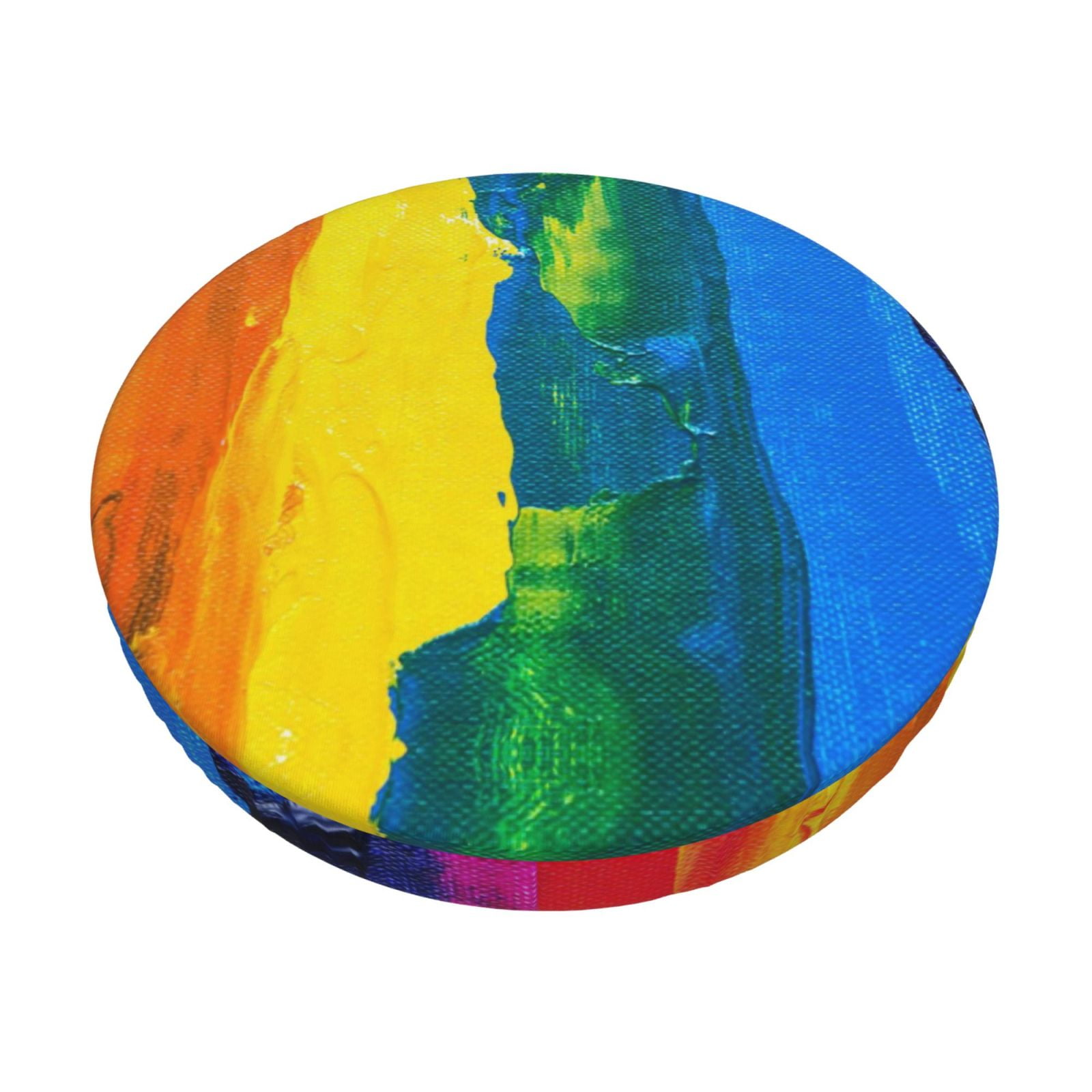 Coaee Rainbow Colored Round Bar Stool Seat Covers Washable Stool ...