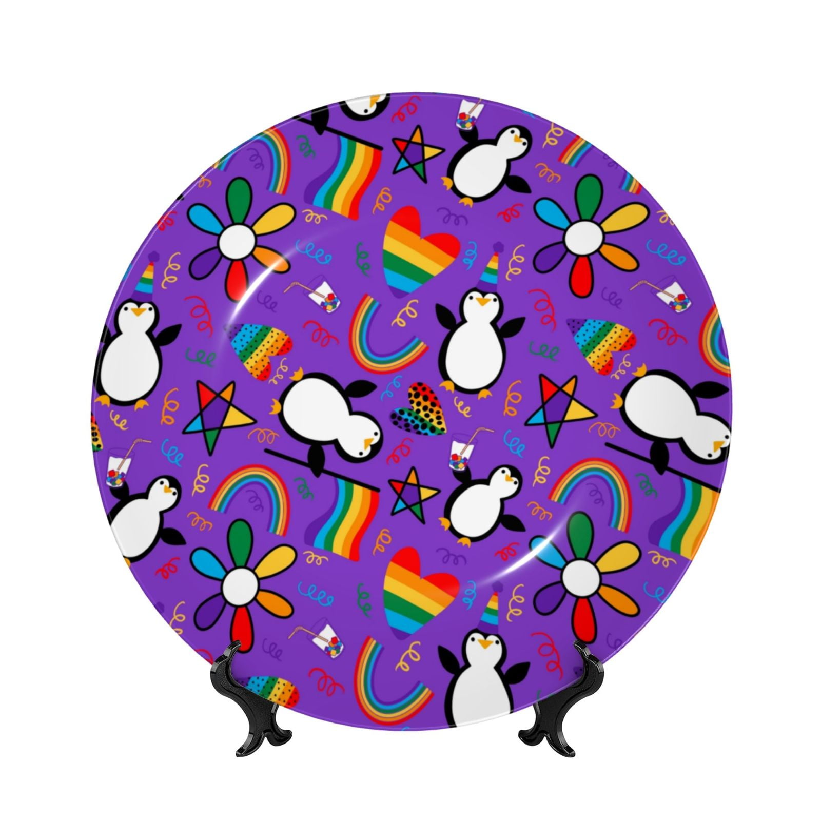 Coaee Rainbow Lgbt Penguin for Bone China Decorative Plate Decorative ...