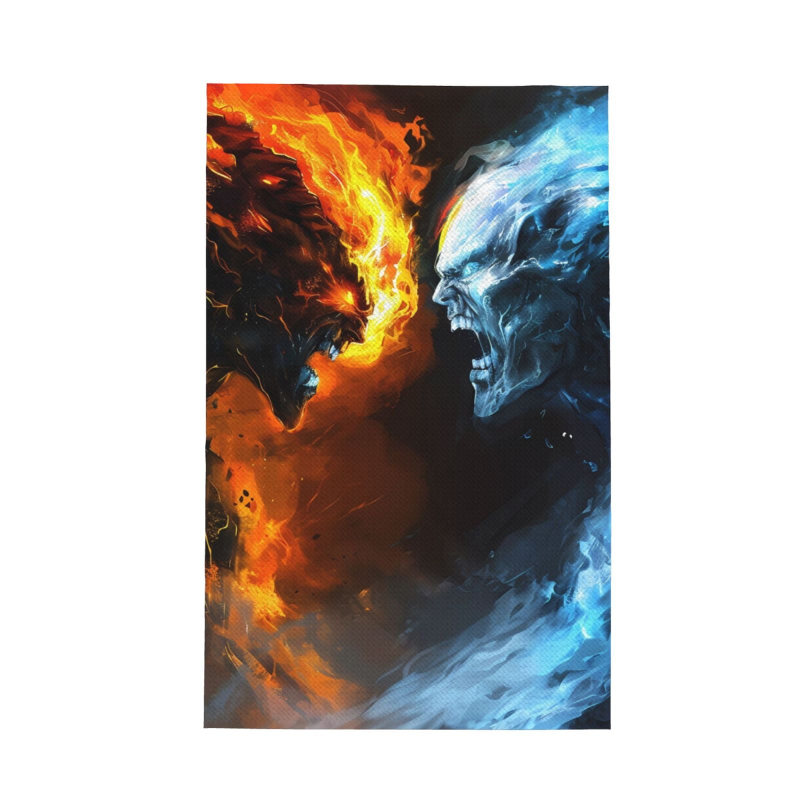Coaee Red And Blue Fire Skull Warrior for Waffle Towels Dish Towels for ...