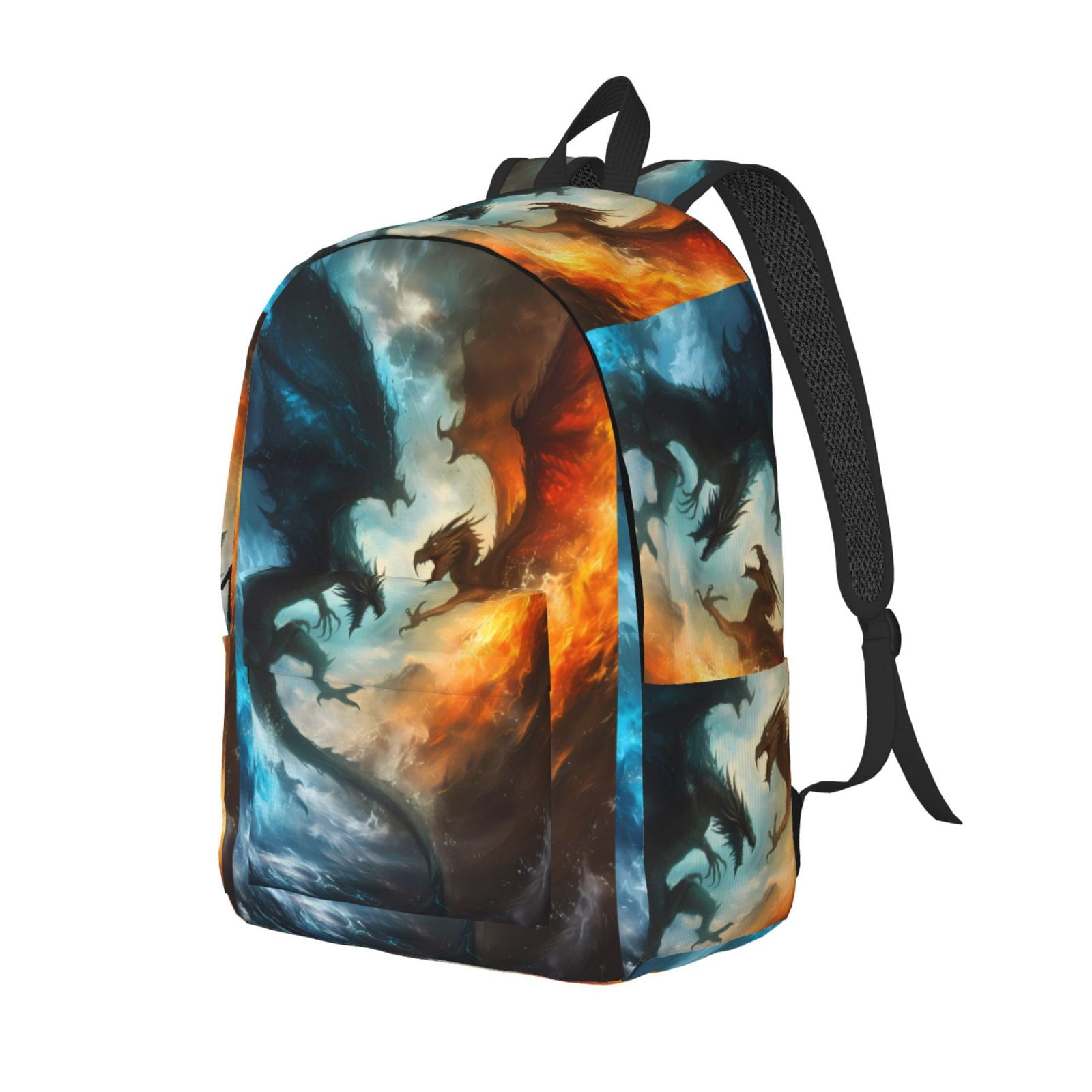 Coaee Red And Blue Flame Wave Dragon for Canvas Backpack for Hiking ...