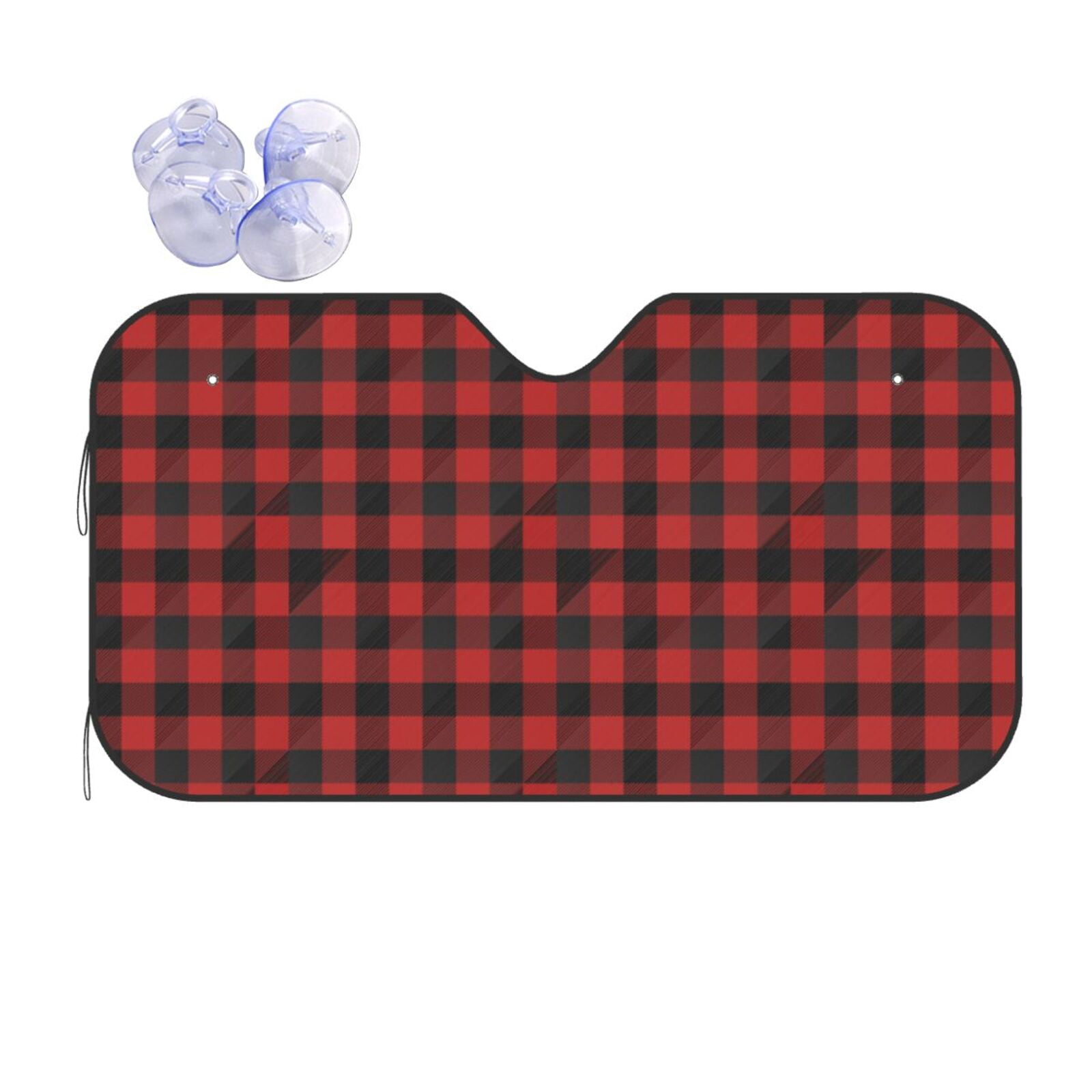 Coaee Red Black Plaid Print Car Sunshade Windshield Sun Shade Reflect ...