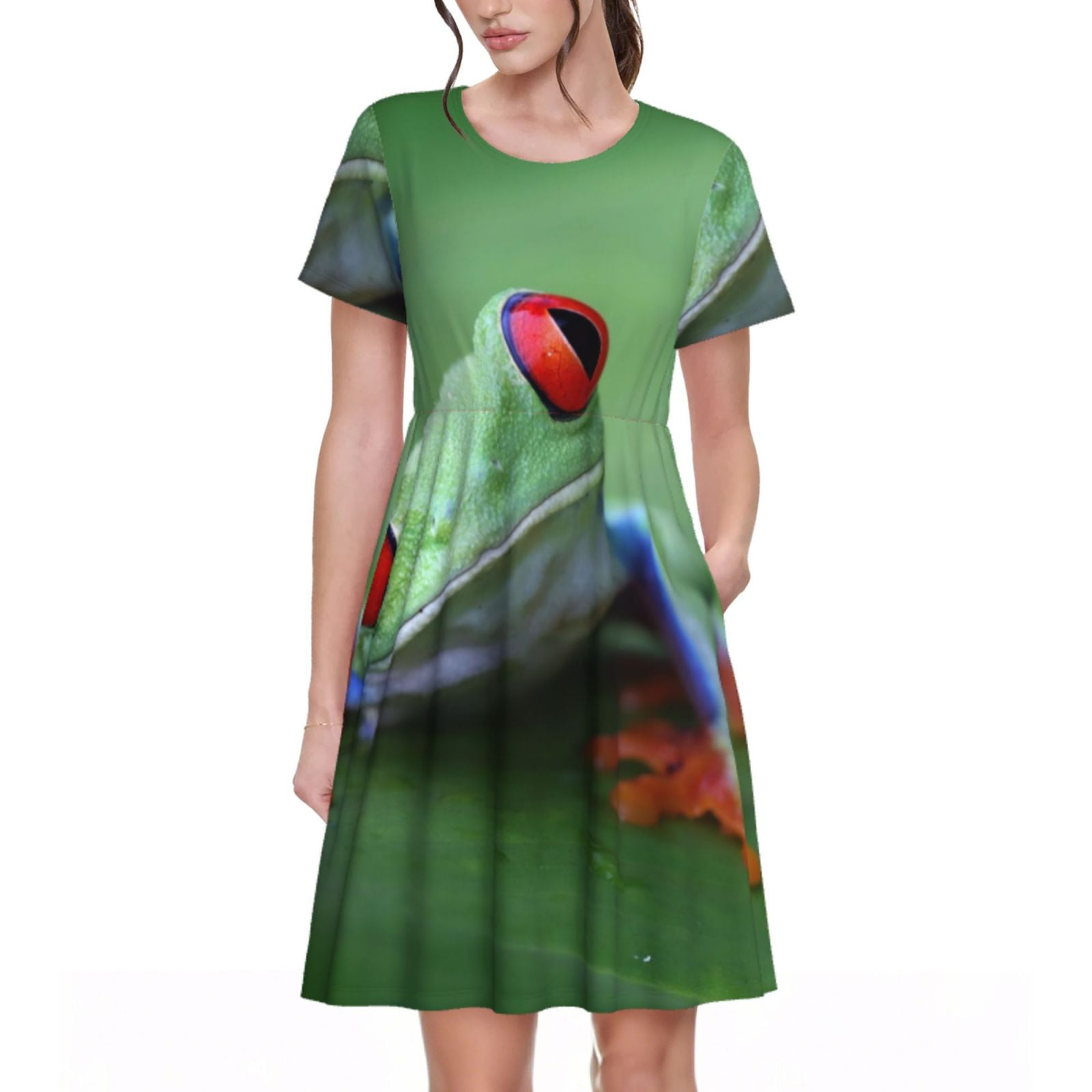 Coaee Red-Eyed Tree Frog-1 for Casual Dress for Women Short Sleeve ...