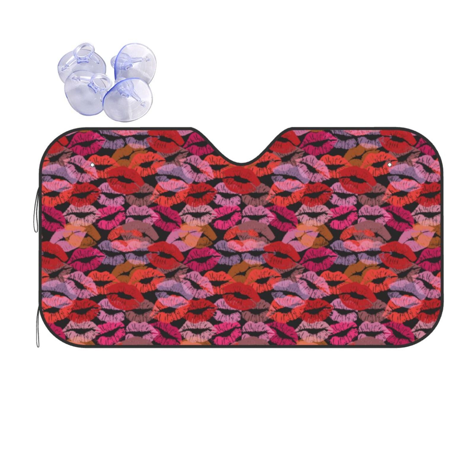 Coaee Red Lips Kissing Print Car Sunshade Windshield Sun Shade Reflect ...