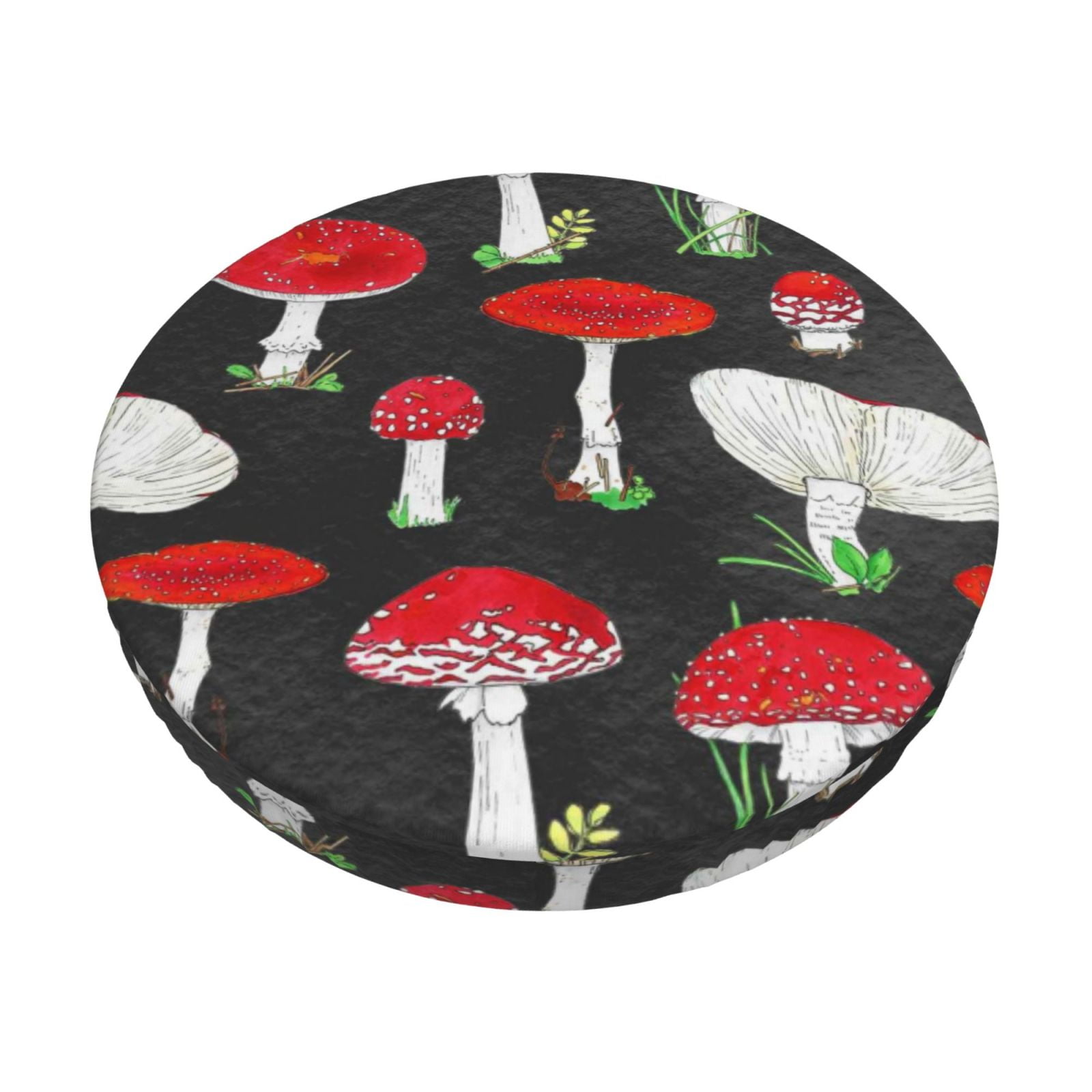 Coaee Red Mushrooms Round Bar Stool Seat Covers Washable Stool Cushion ...