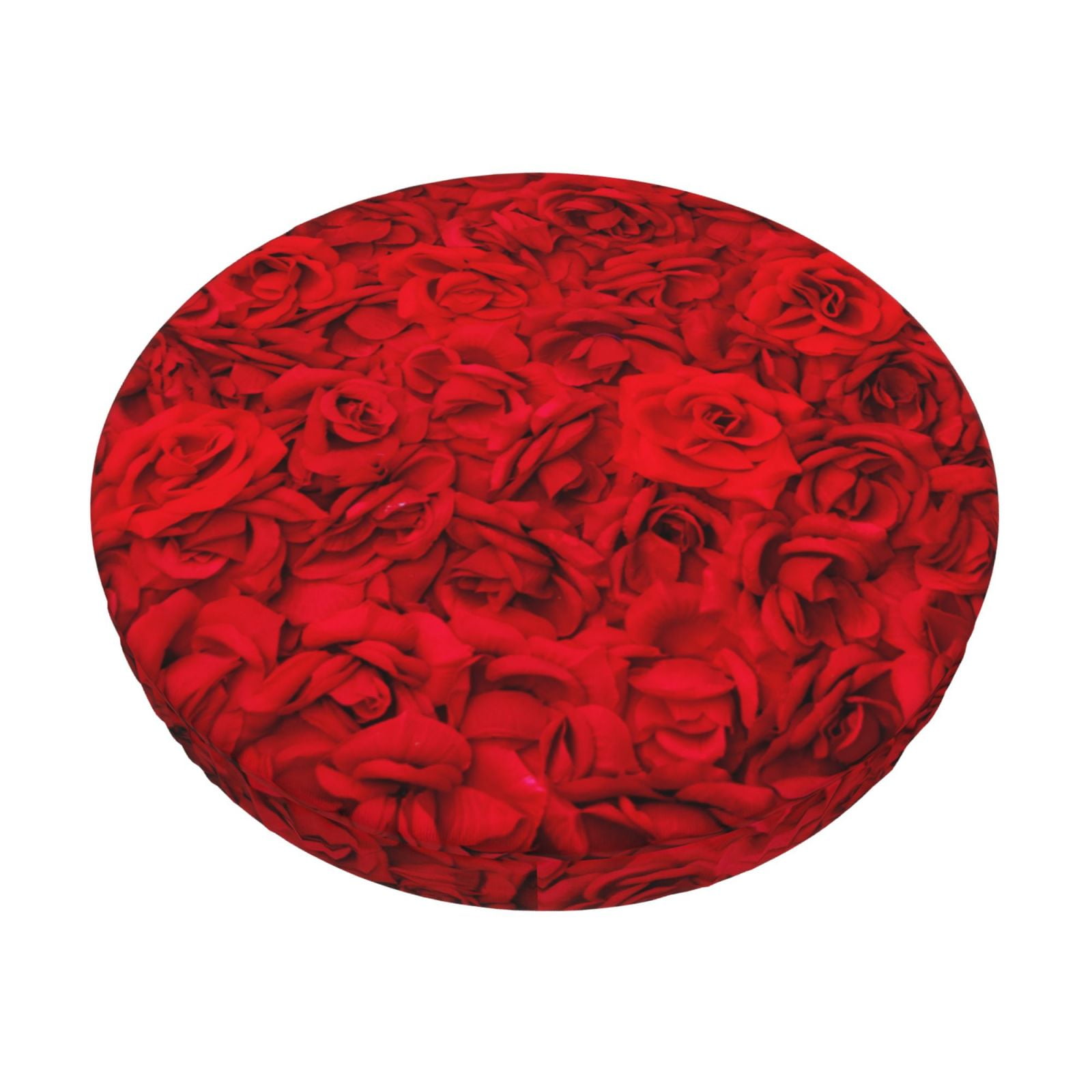 Coaee Red Rose Round Bar Stool Seat Covers Washable Stool Cushion Covers with Elastic Band for ...