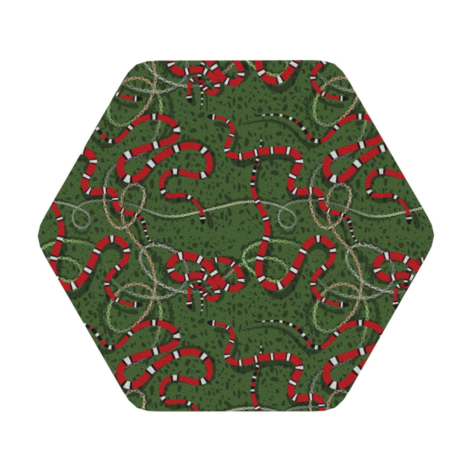 Coaee Red Snake Print Leather Coasters Set of 6, Non-Slip Washable Cup ...