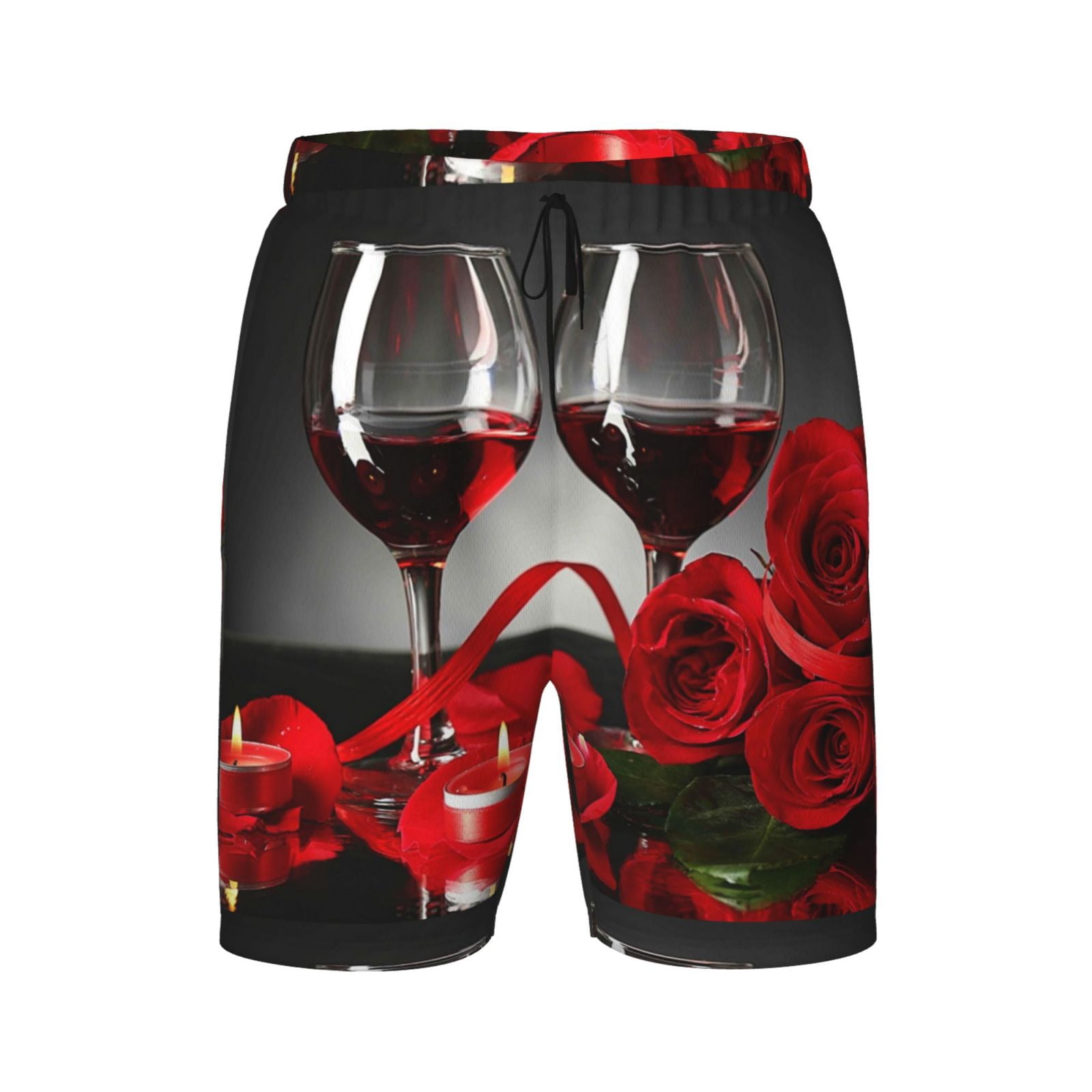 Coaee Red Wine Rose for Boys Swim Trunks Compression Liner Swim Shorts ...