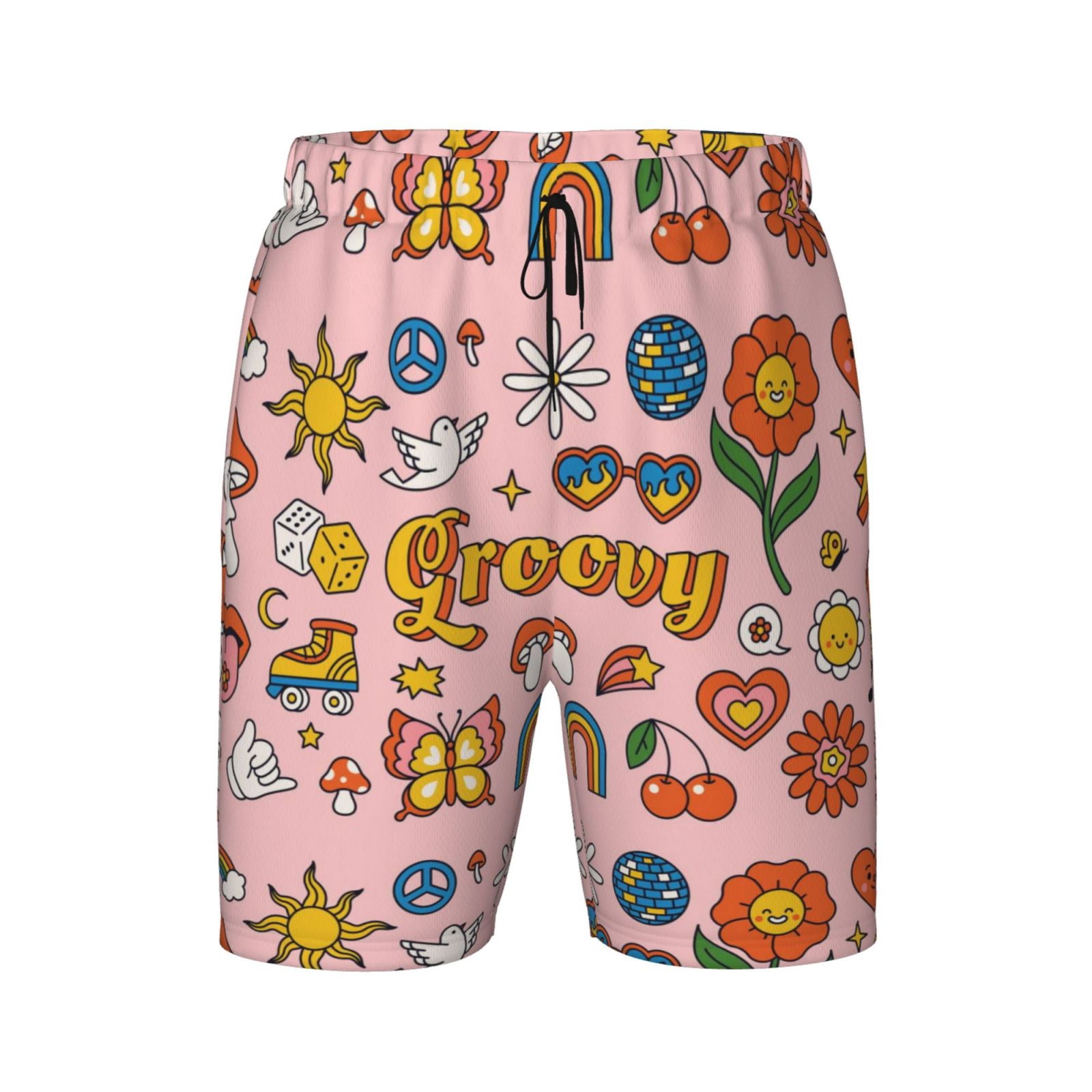Coaee Retro 70s Hippie for Boys Swim Trunks Compression Liner Swim ...