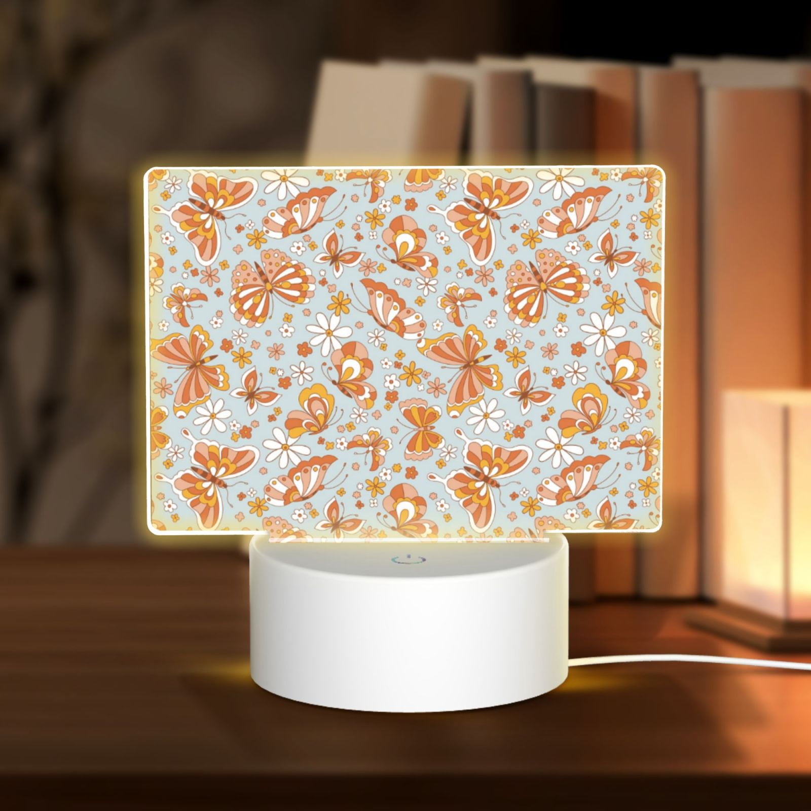 Coaee Retro Floral Butterfly for Rectangular Acrylic LED Desk Lamp 3 ...