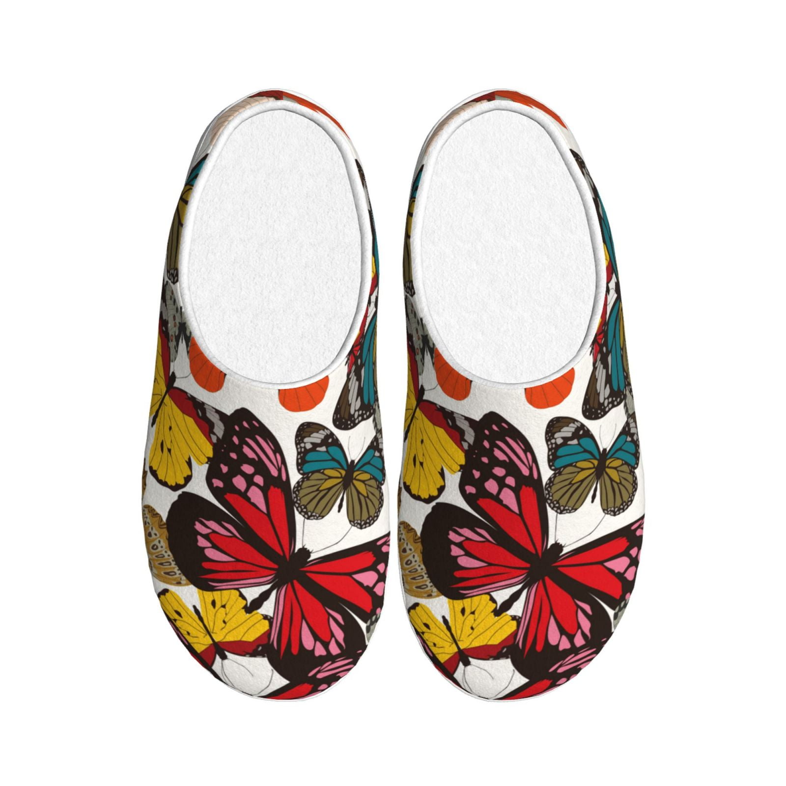 Coaee Retro Floral Butterfly for Mens Slippers Indoor Slip On Shoes ...