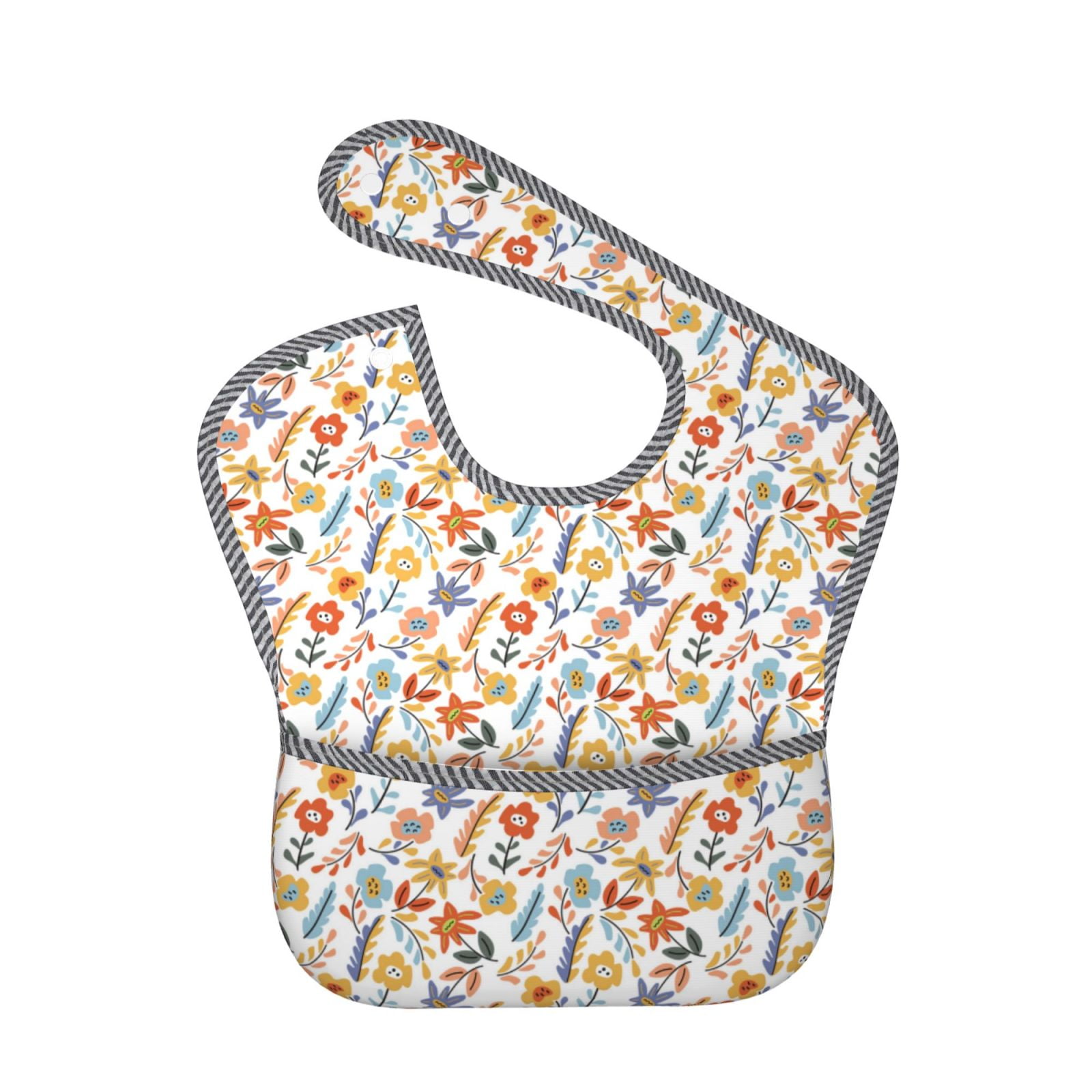 Coaee Retro Floral for Proof Baby Bib with Food Catcher,Waterproof Bib ...