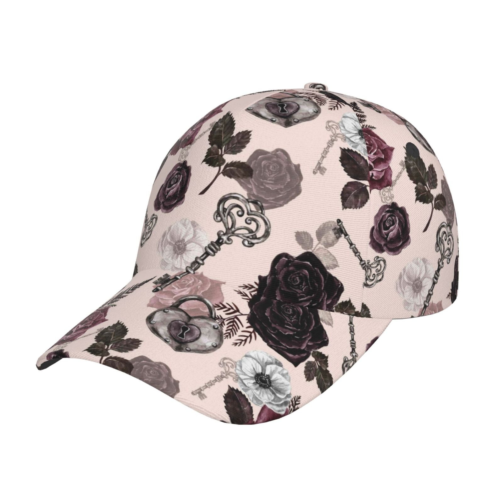 Coaee Retro Red Black Roses Adjustable Fashionable Curved Brim Baseball ...