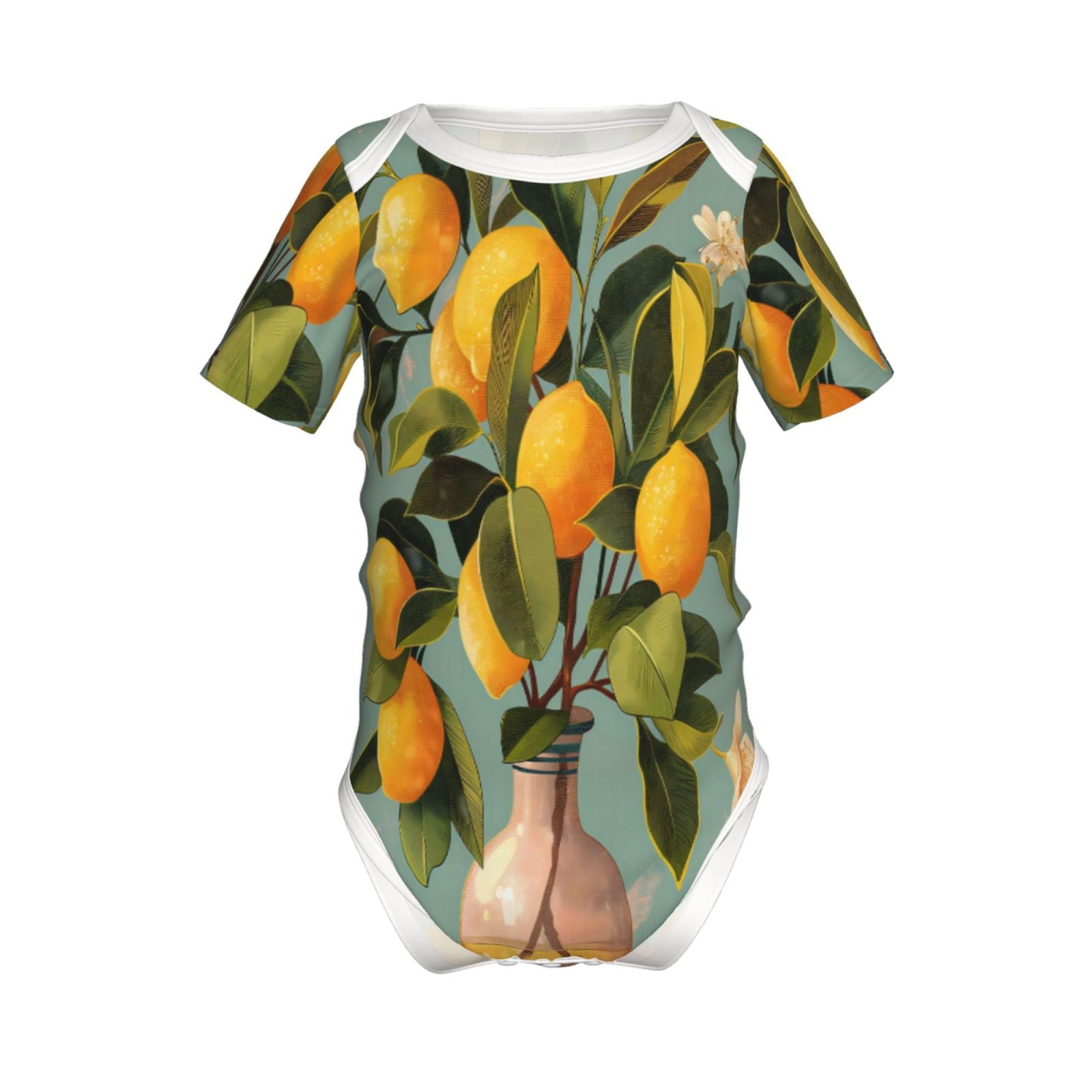 Coaee Retro Warm Lemon Flower for Soft Baby Short-Sleeve Bodysuit Baby ...