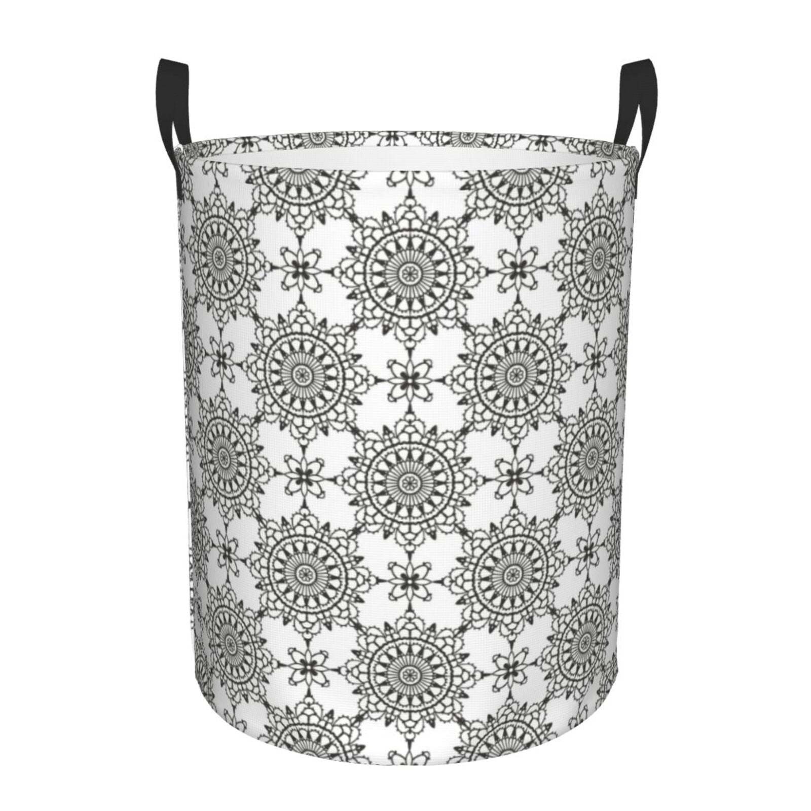 Coaee Retro sketch flower lines for Laundry Basket with Handle, Clothes ...