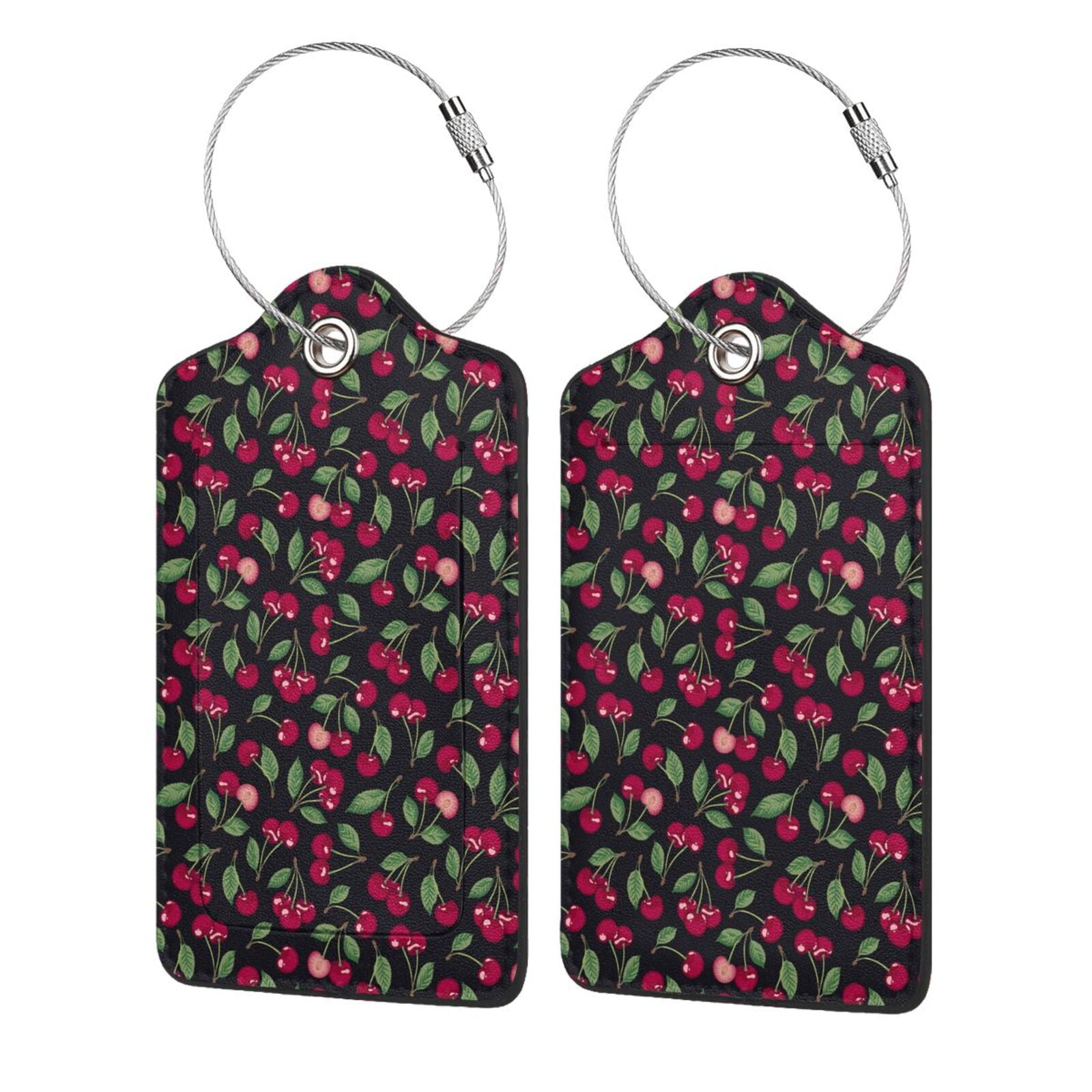 Coaee Ripe Red Cherry Untethered Leather Luggage Tags for Suitcases ...