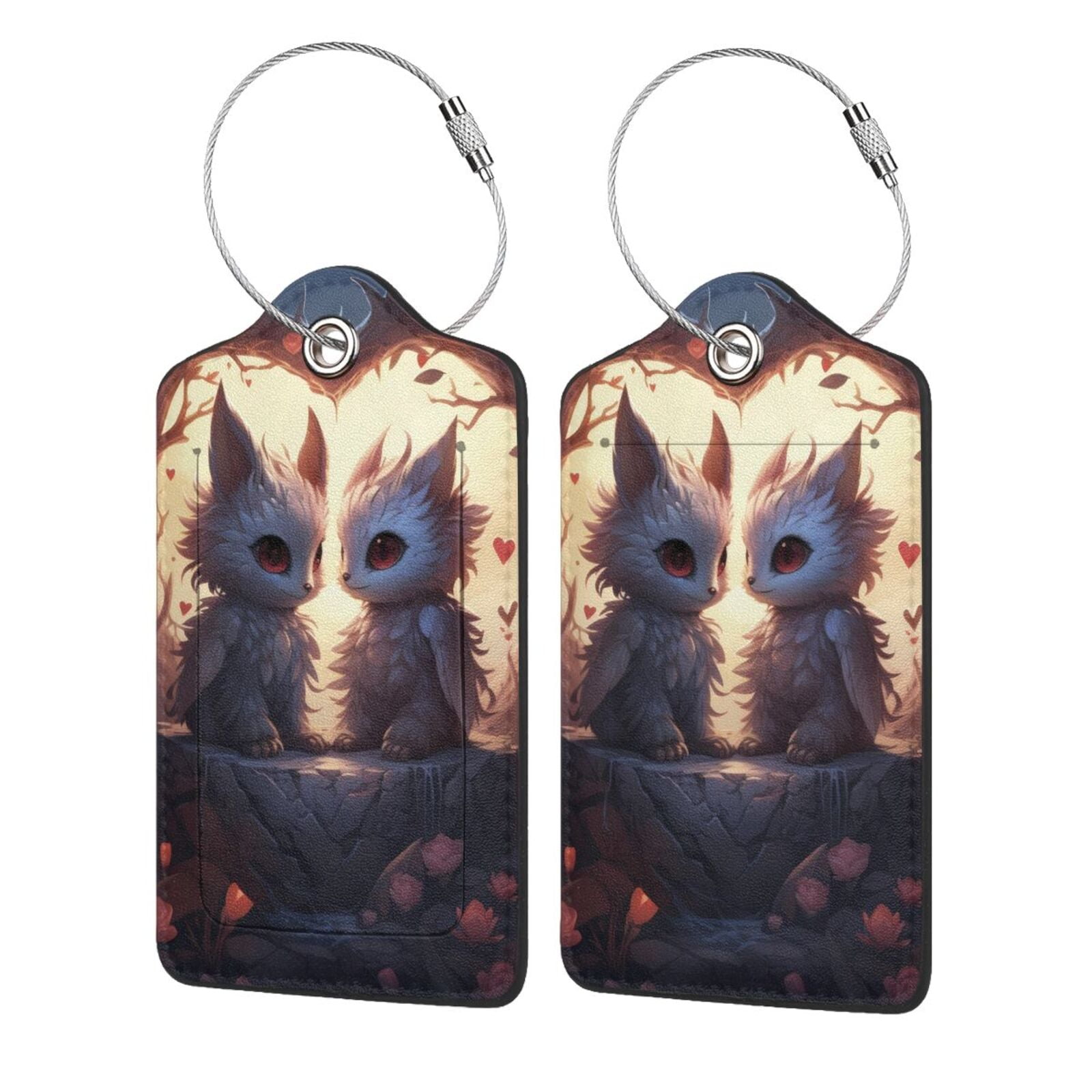 Coaee Romantic Rose Animal Couple Untethered Leather Luggage Tags for ...