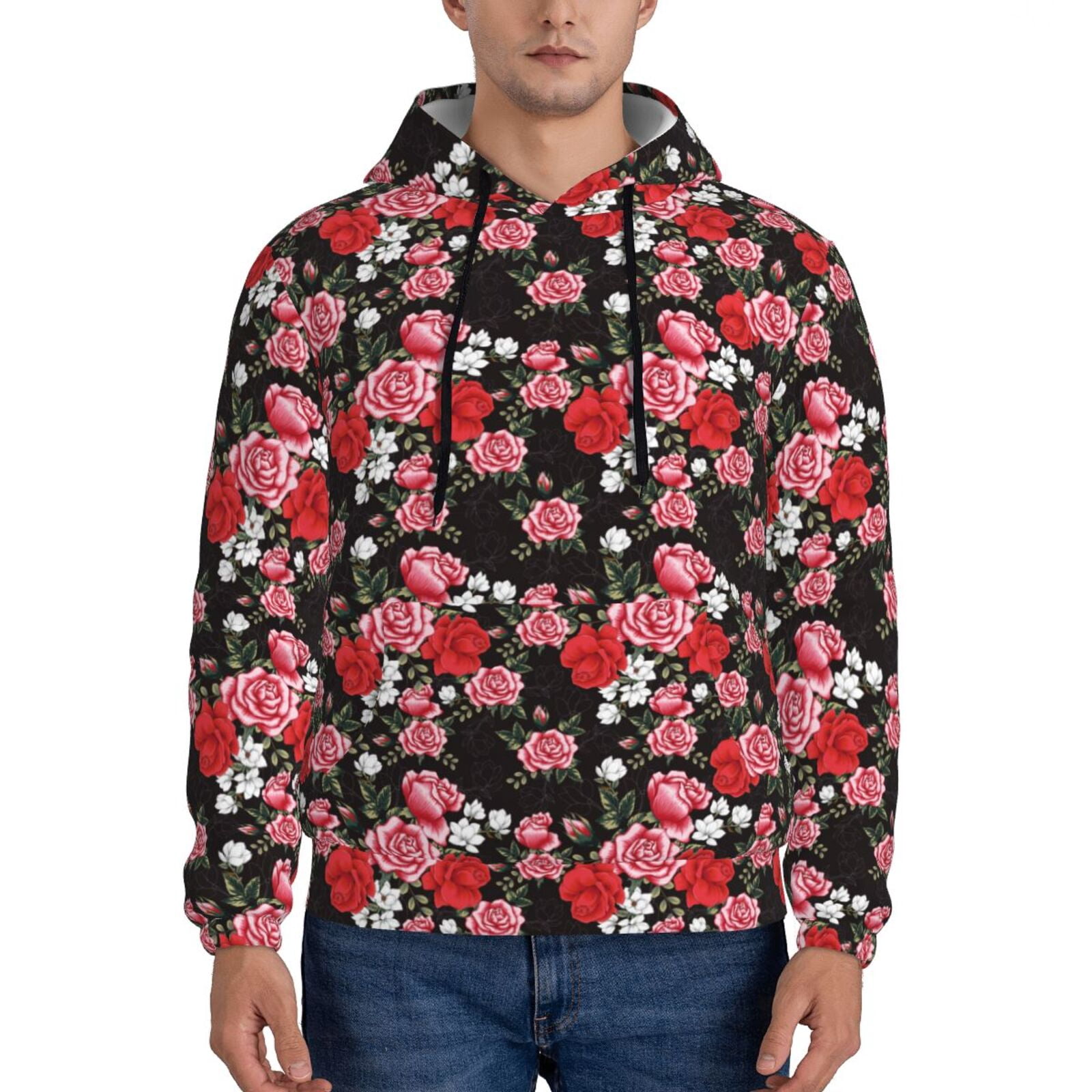 Coaee Rose Flowers for Adult Hoodie Pullover Sweatshirt for Men Hooded ...