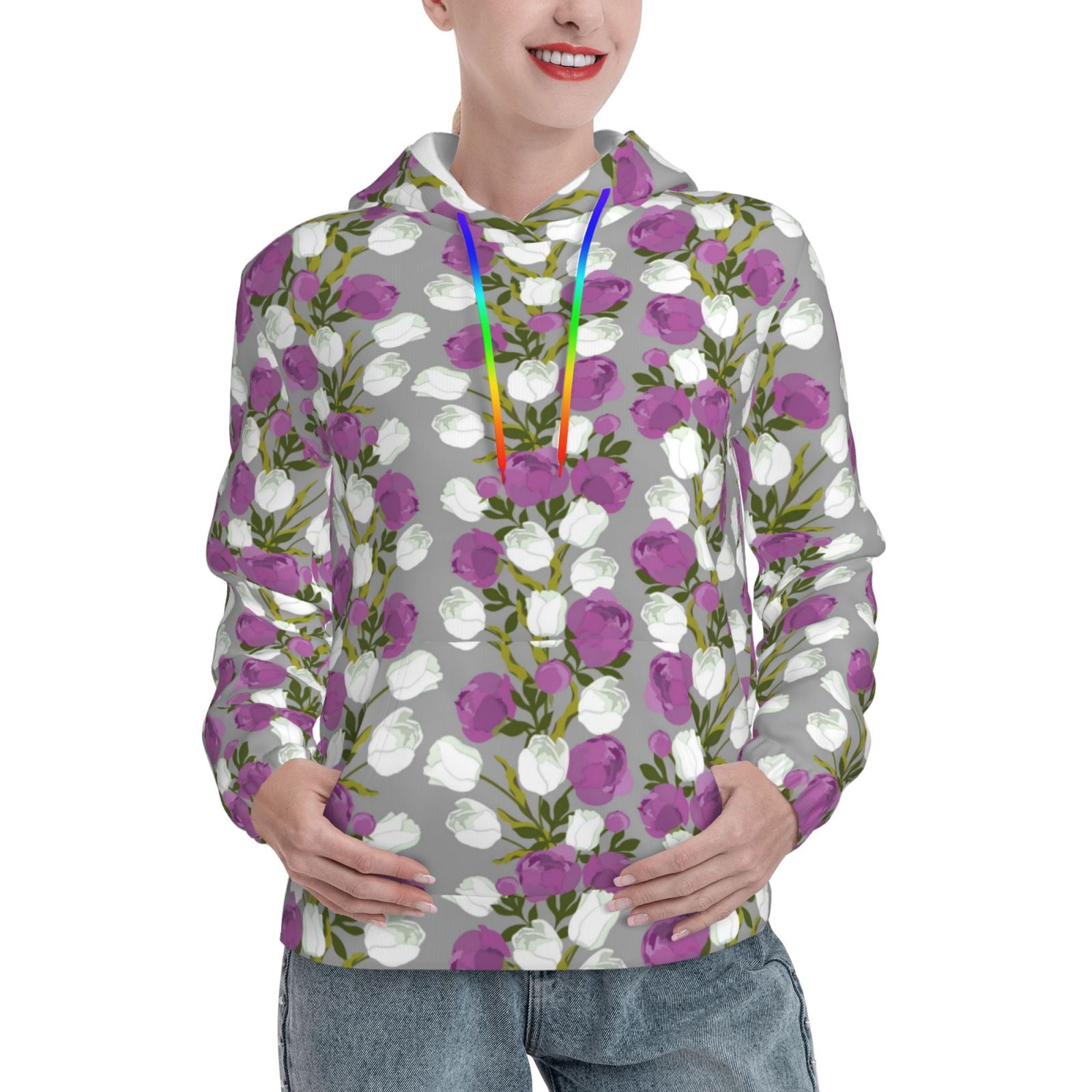 Coaee Rose Flowers for Adult Hoodie Pullover Sweatshirt for Women ...