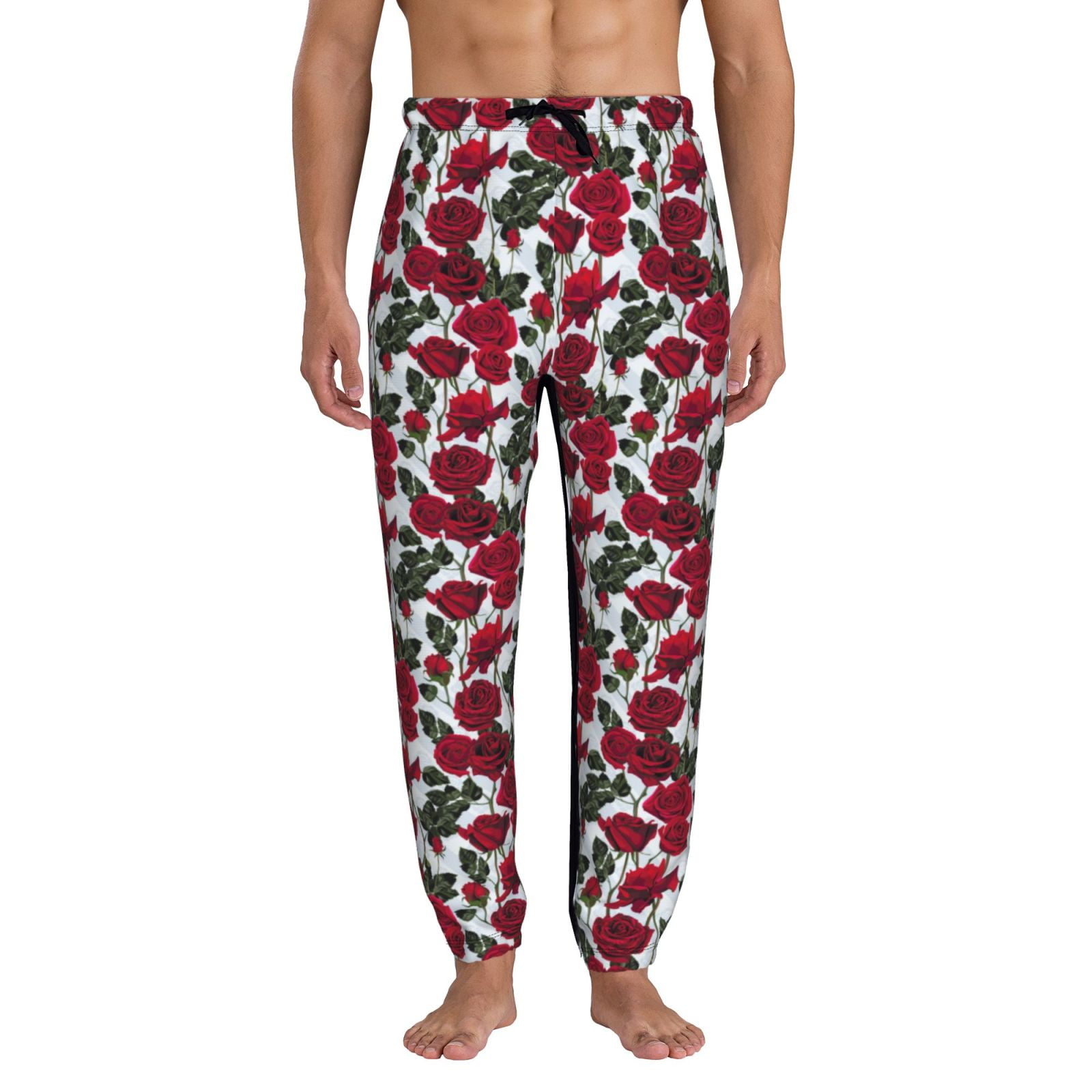 Coaee Rose Flowers for Sweatpants for Men, Men's Joggers with Pockets ...