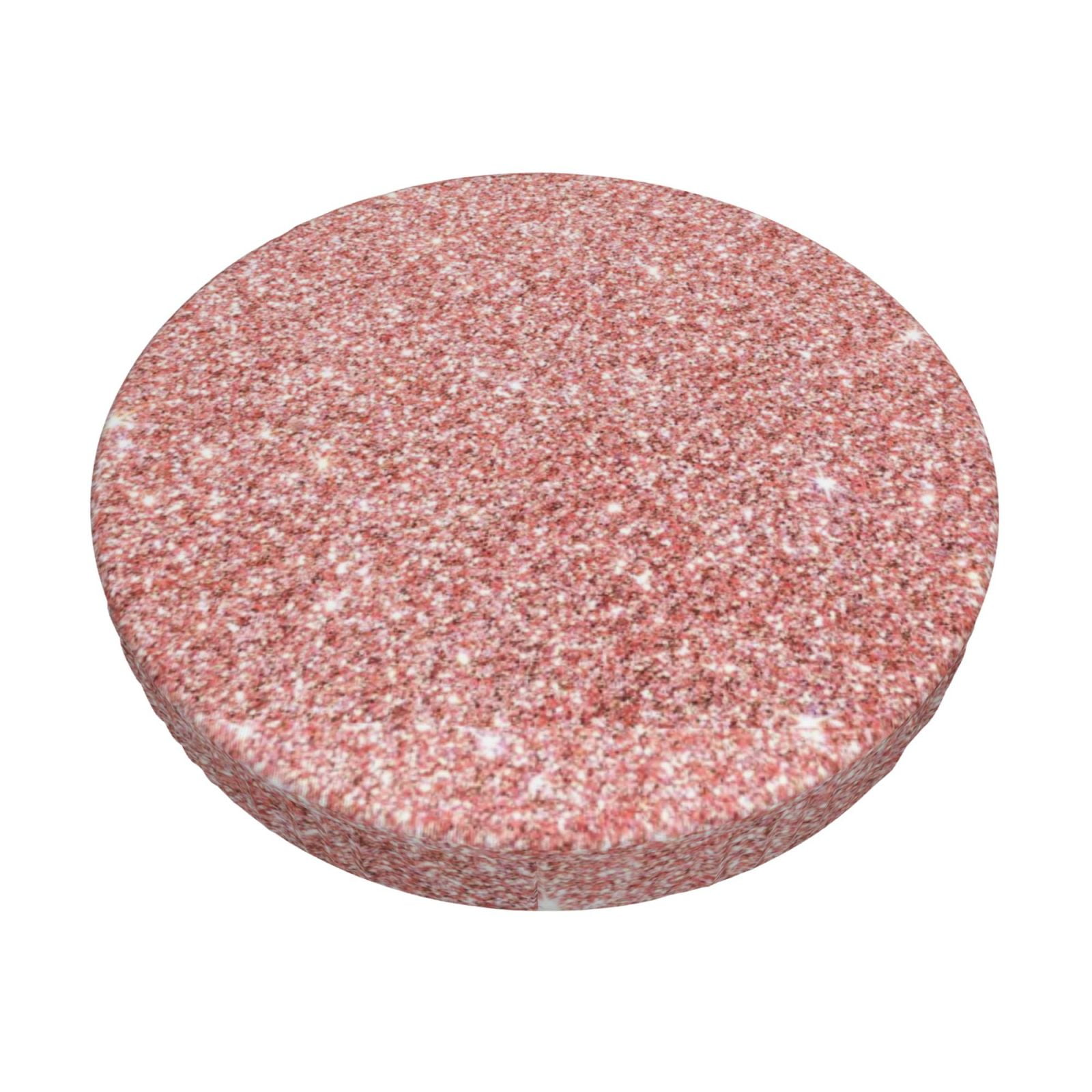 Coaee Rose Gold Pink Glitter Round Bar Stool Seat Covers Washable Stool ...