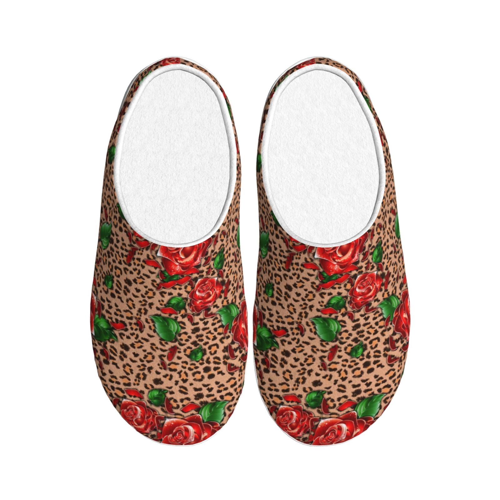 Coaee Rose Mix Leopard 1 for Mens Slippers Indoor Slip On Shoes ...