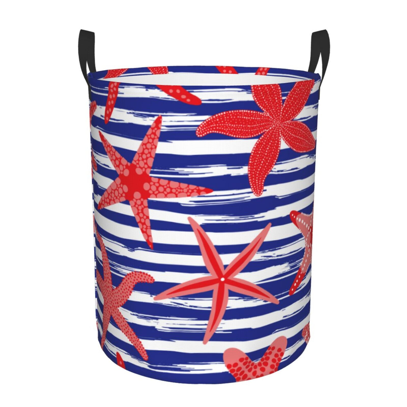 Coaee Sea Stars Laundry Basket with Handle, Waterproof Round ...