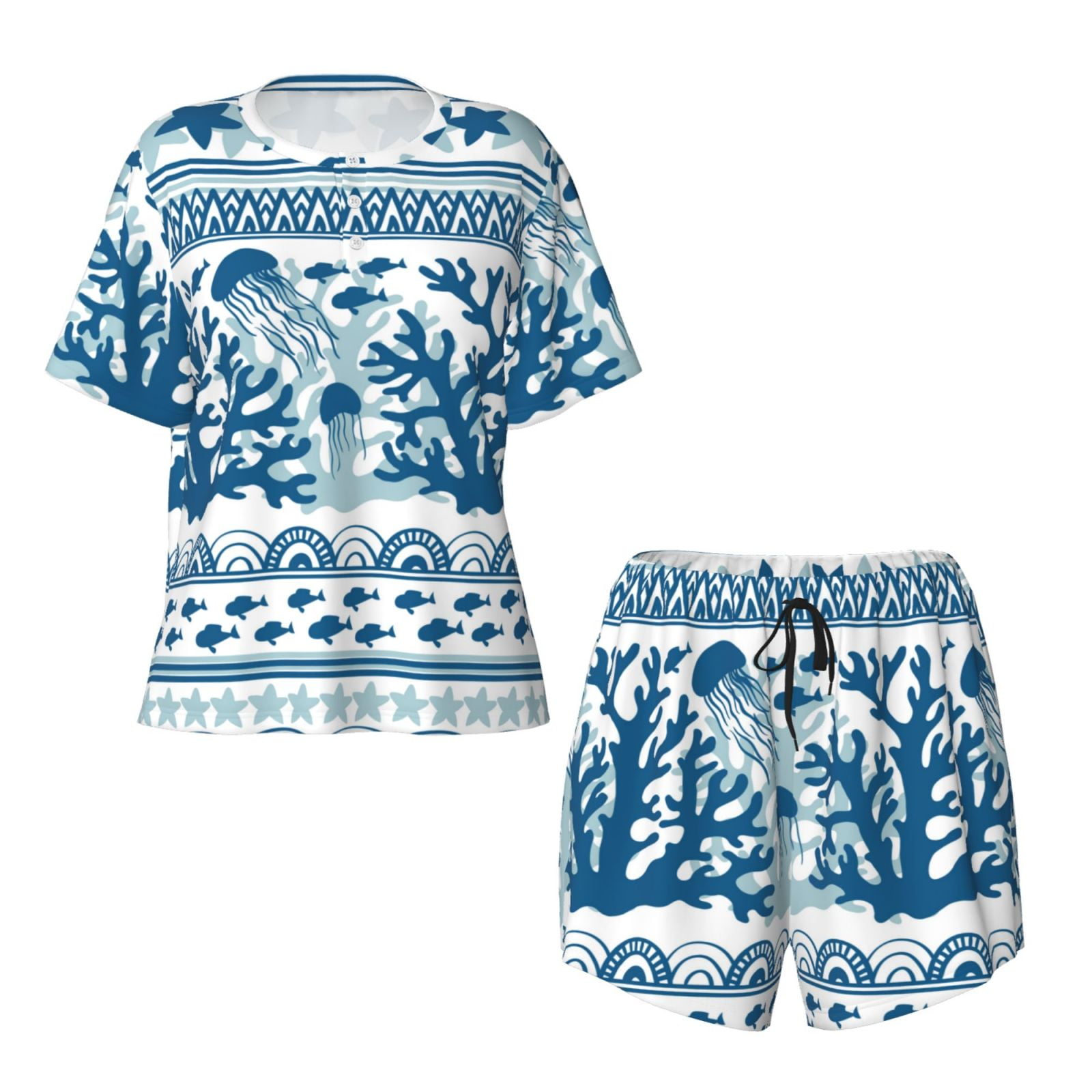Coaee Sea Underwater Jellyfish for Women's 2 Piece Pajama Sets Ladies ...