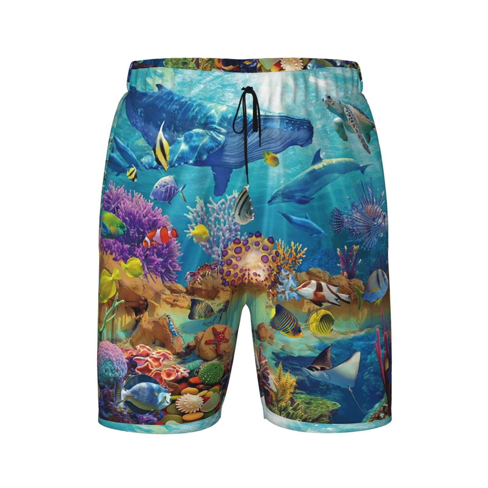 Coaee Sea World for Boys Swim Trunks Compression Liner Swim Shorts Teen ...