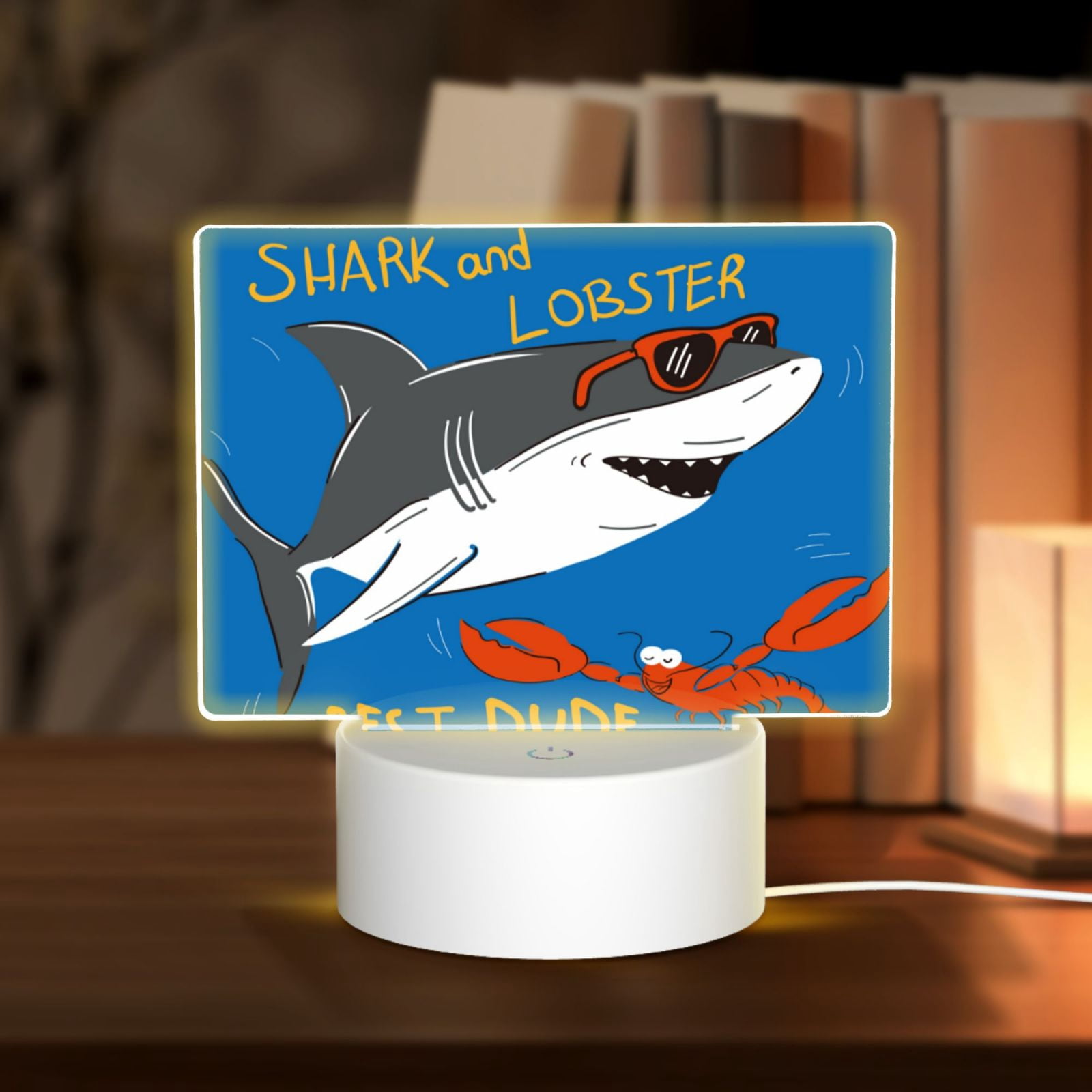Coaee Shark With Sunglasses and Lobste for Rectangular Acrylic LED Desk ...